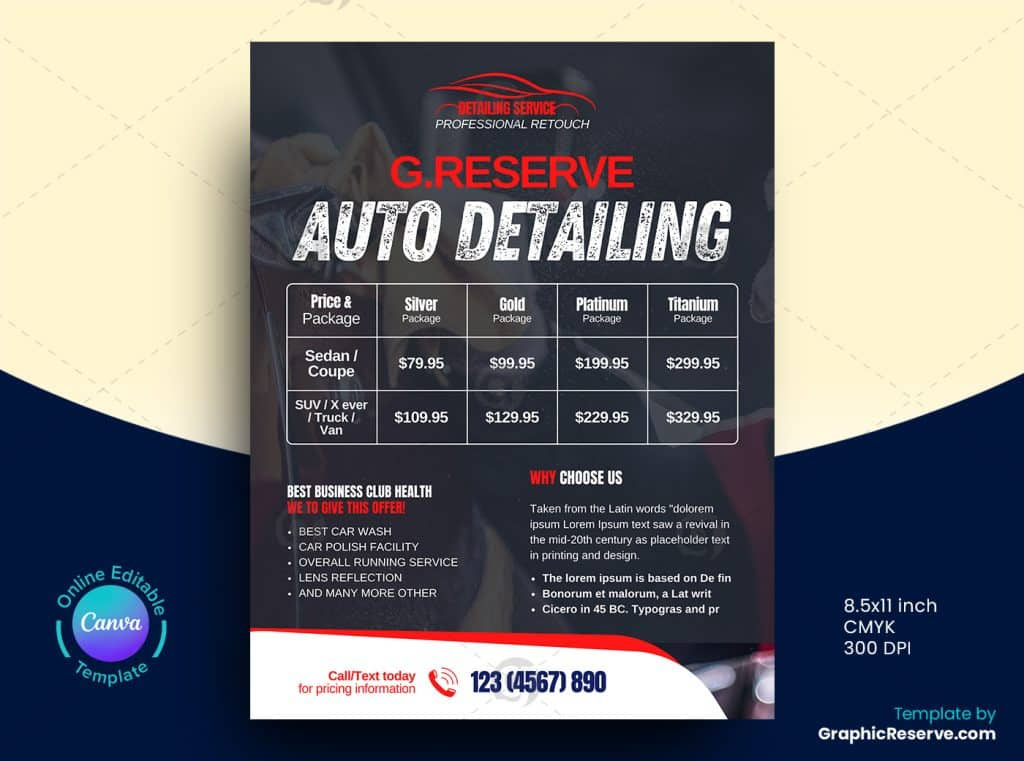 Car Detailing Exterior Canva Advertisement Layout by Graphic Reserve on ...