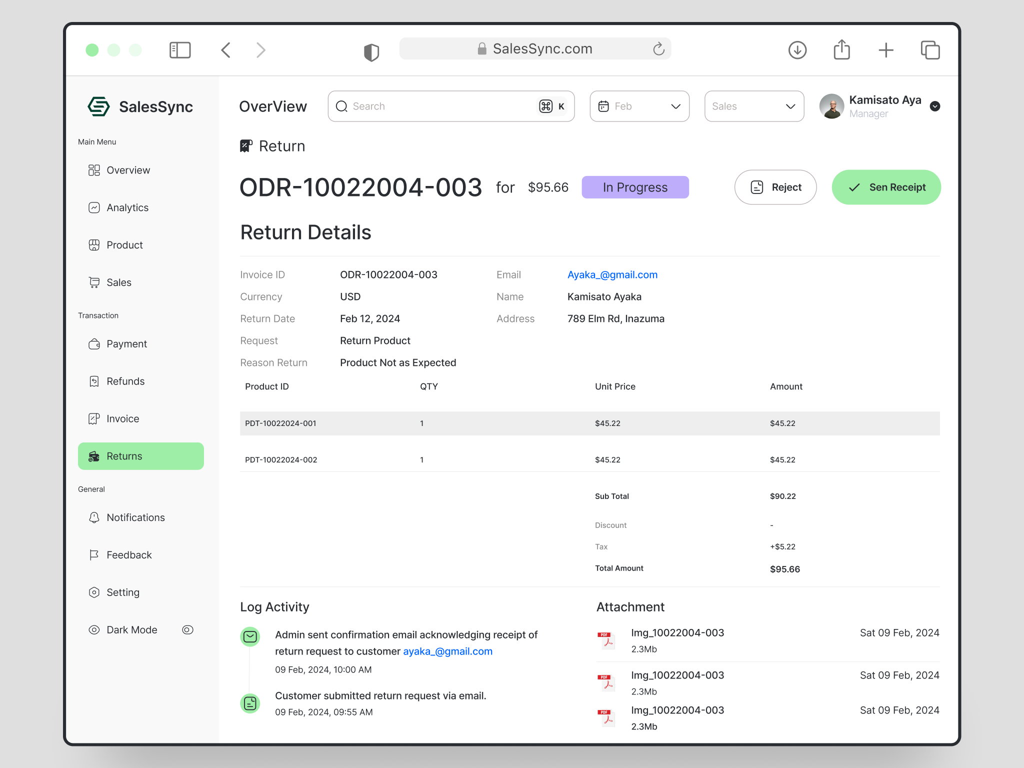 SalesSync - Dashboard Sales Marketing Detail Return by Vektora UIUX for Vektora on Dribbble