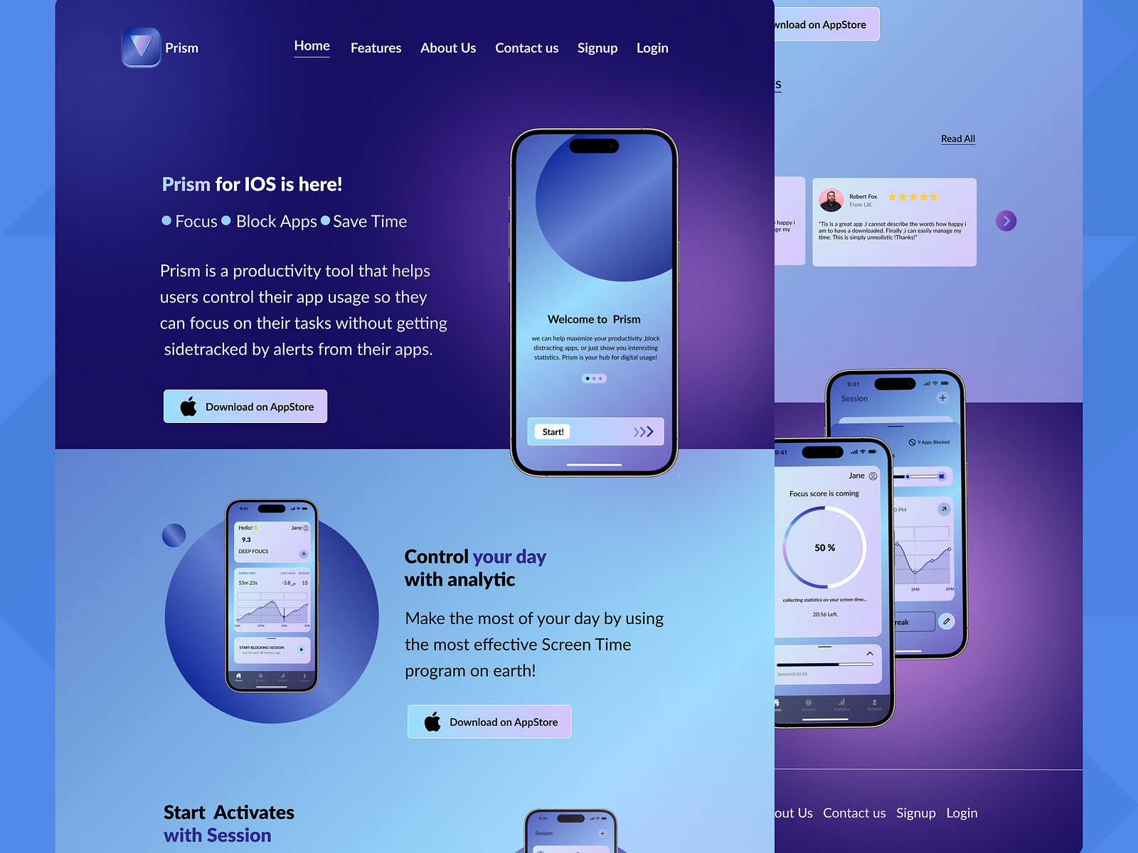 Prism App Landing Page by Tehmina UI/UX Designer on Dribbble