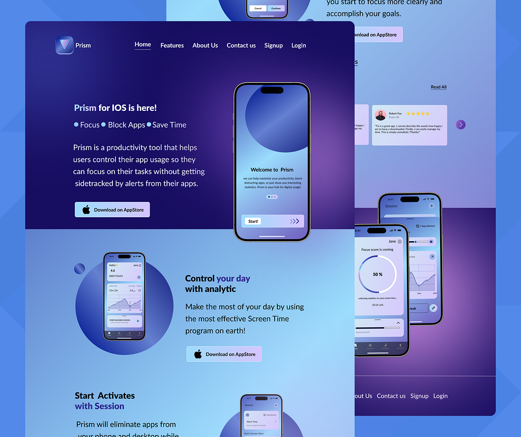 Prism App Landing Page by Tehmina UI/UX Designer on Dribbble