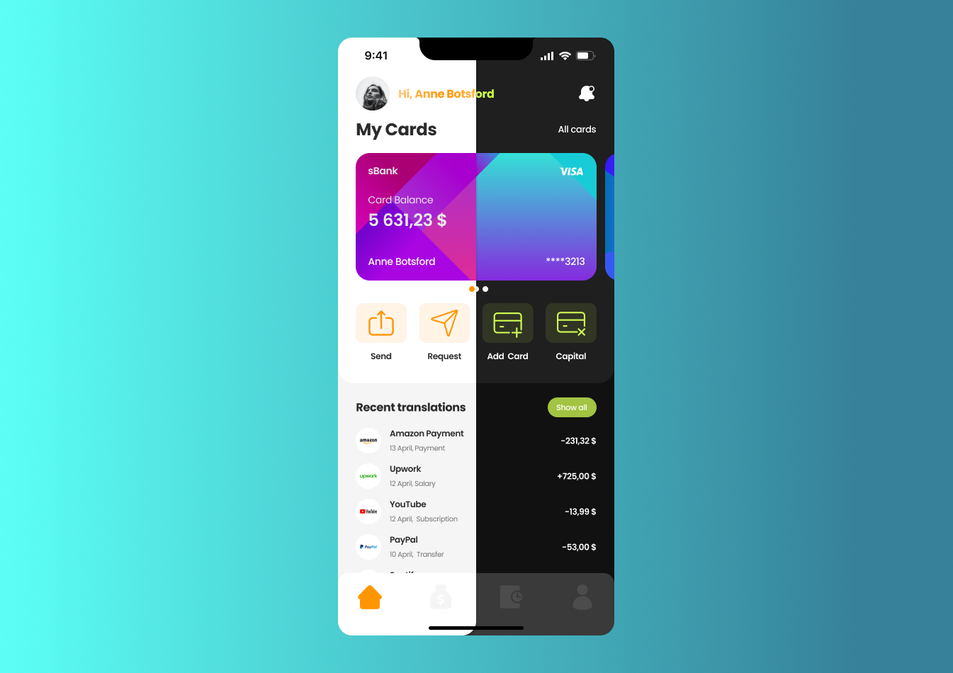Banking App Home Screen by Daniil Matveev on Dribbble