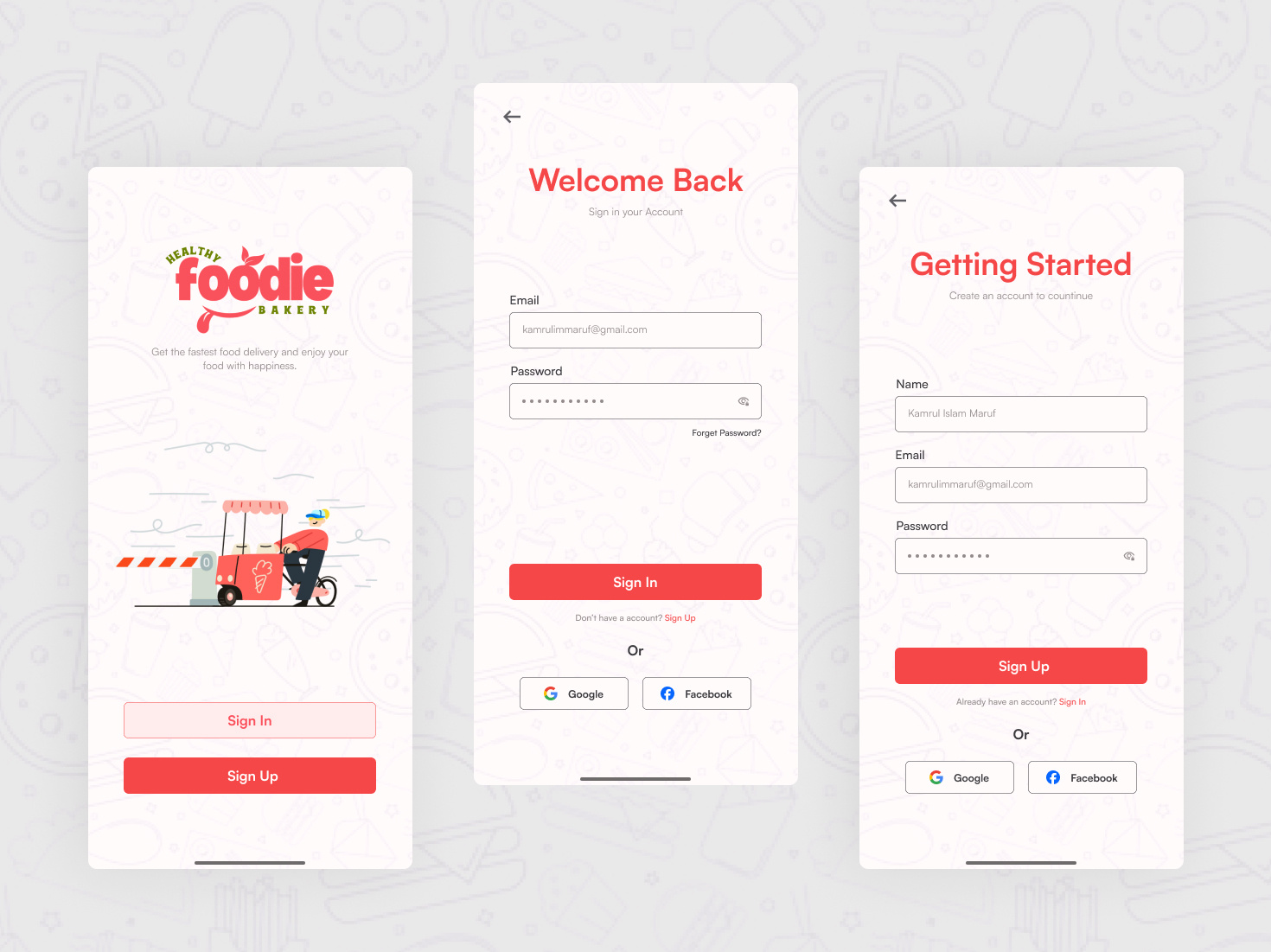 Log In & Sign Up Page for Food Delivery App by Kamrul Maruf on Dribbble