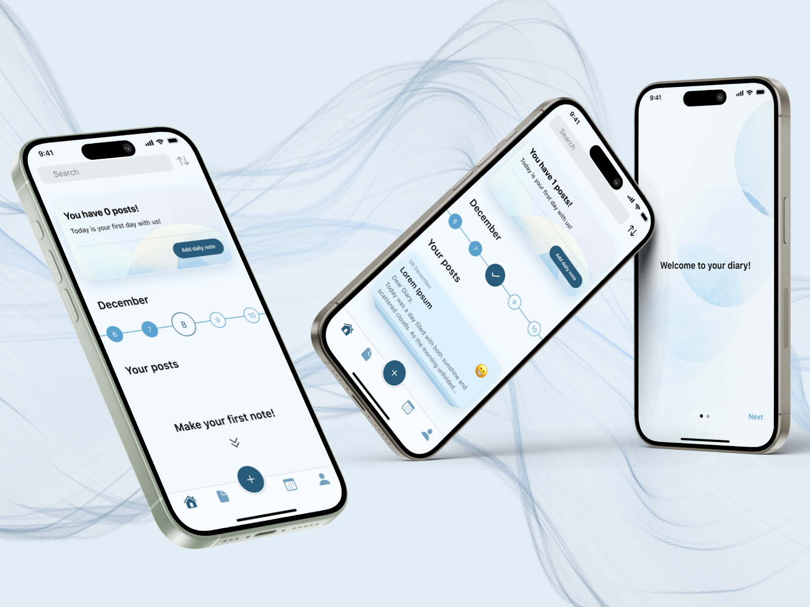 Concept of a personal diary application for IOS by Anna Boreiko on Dribbble