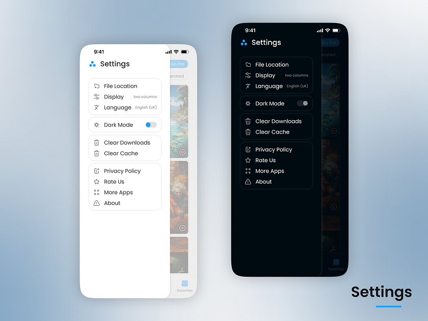 Settings UI designs, themes, templates and downloadable graphic ...