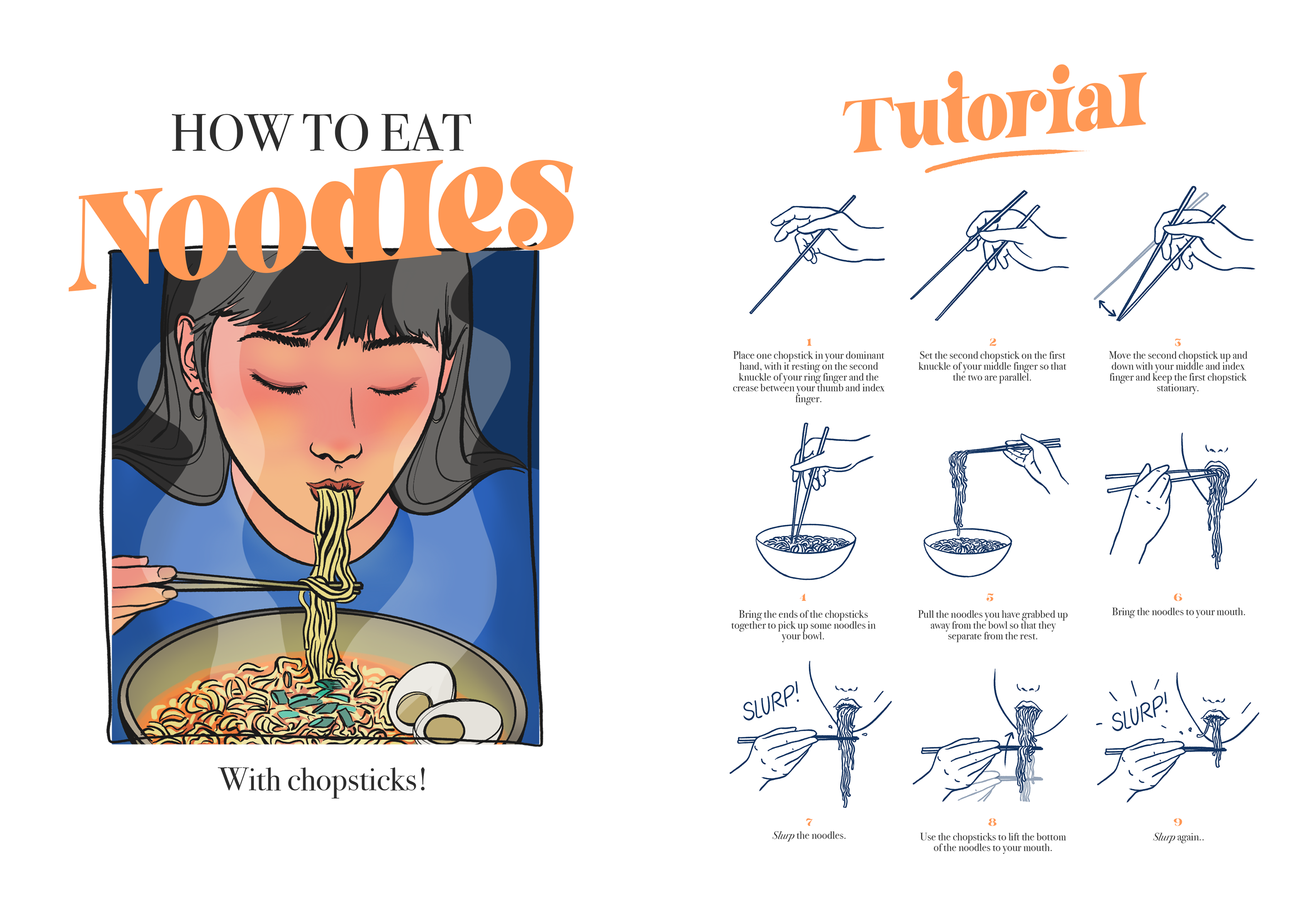How to eat noodles with chopsticks by Hélène Trémeaux on Dribbble