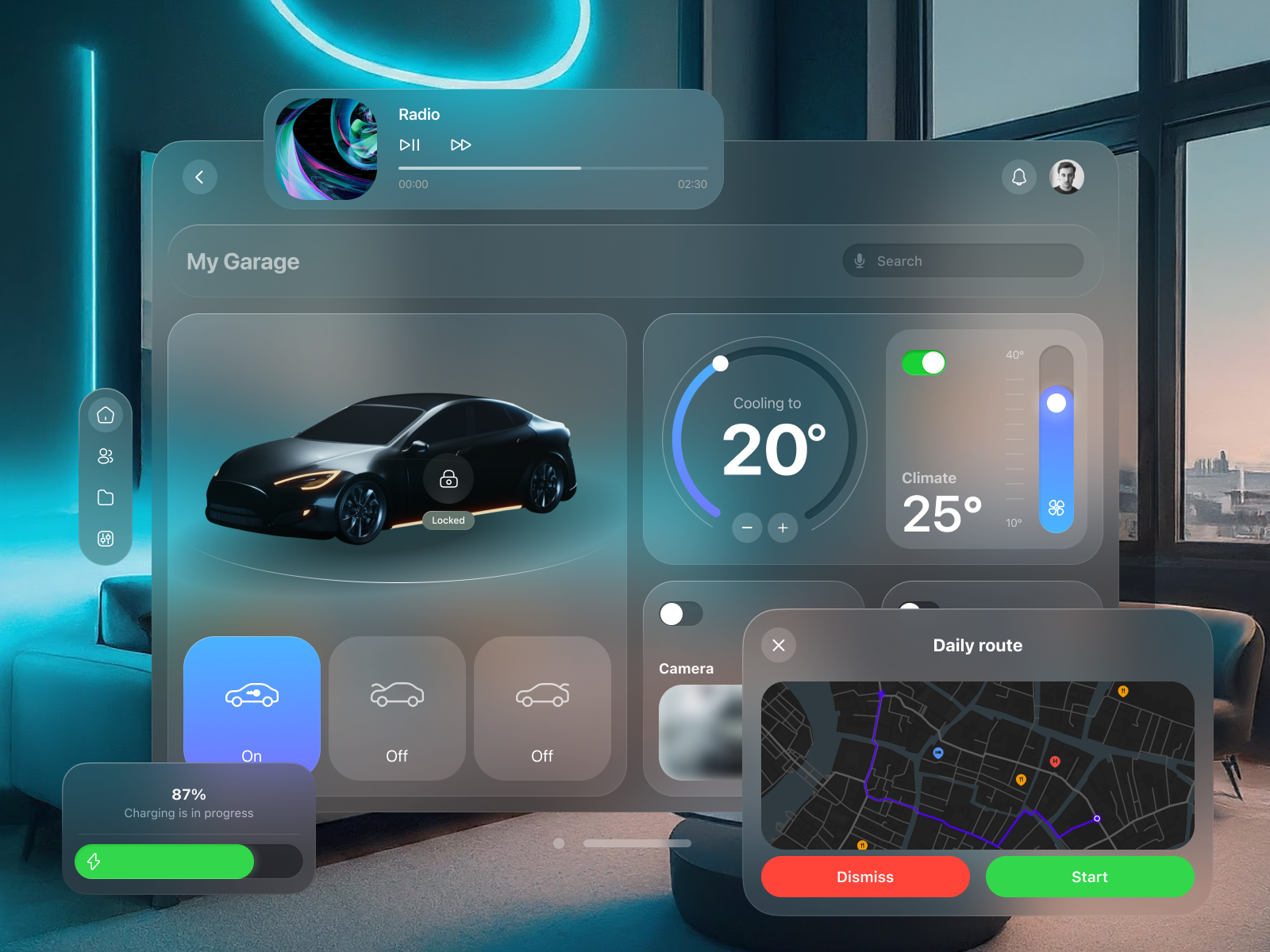 My Garage: Car Control App for Apple Vision Pro by DESH. Group on Dribbble