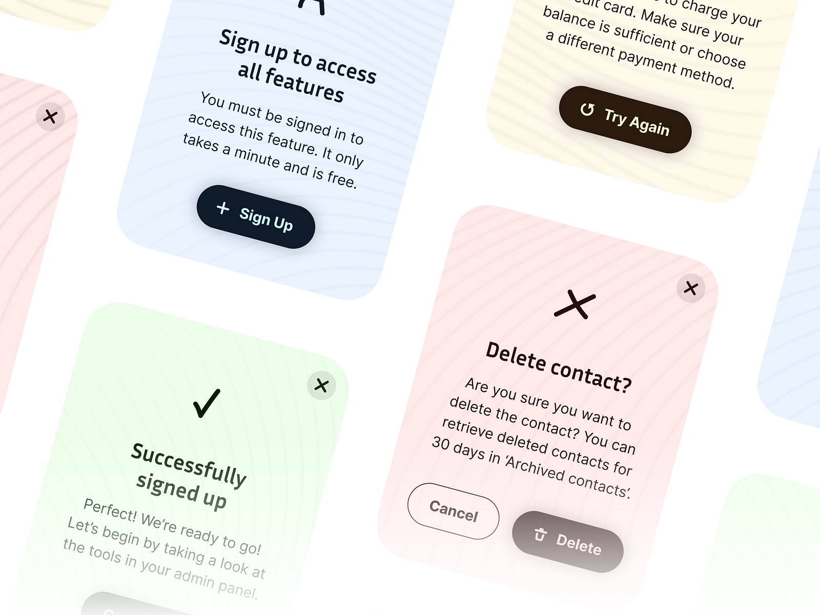 Daily UI #011 — Flash Message (Error/Success) by AUÐBERGUR GÍSLASON on Dribbble