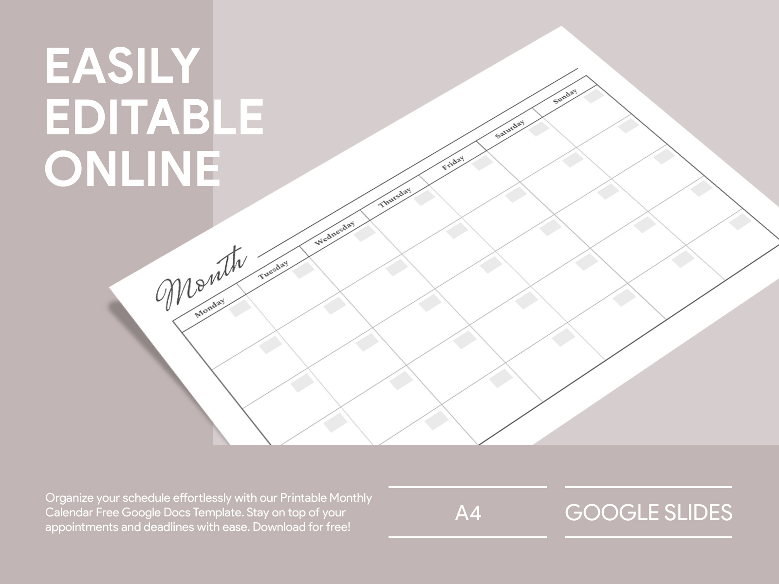 Printable Monthly Calendar Free Google Docs Template by Gdoc on Dribbble