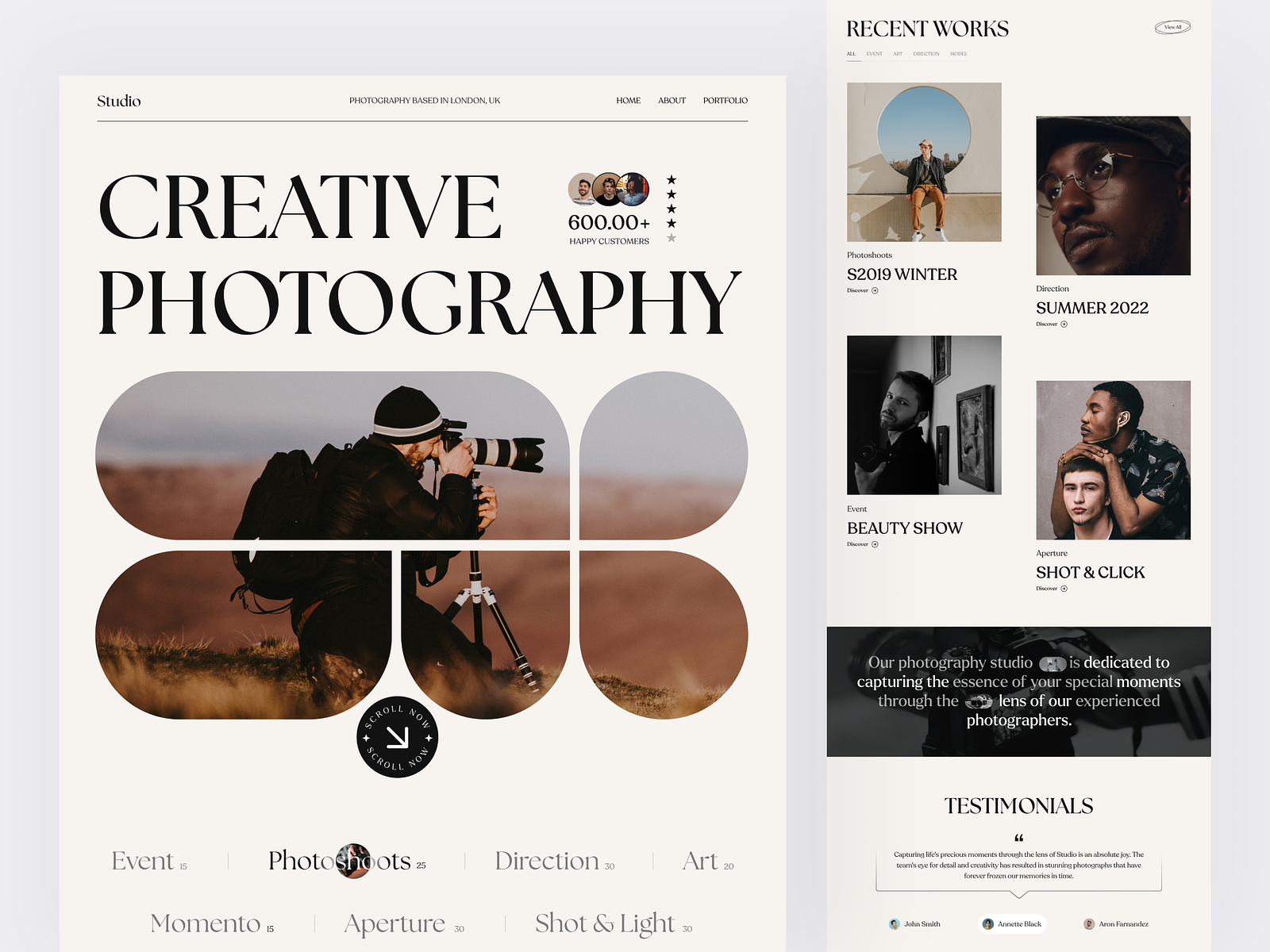 Photography Landing Page by Upward on Dribbble