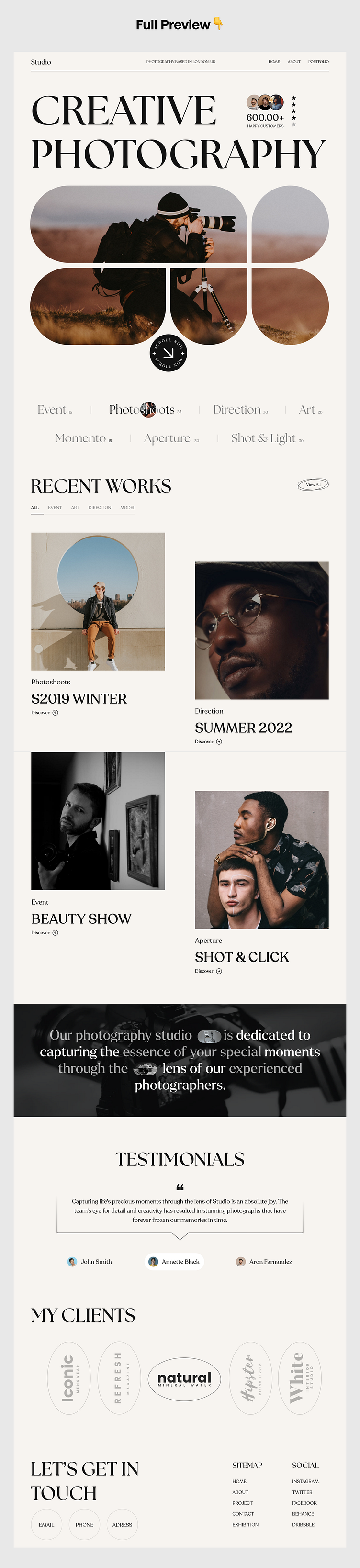 Photography Landing Page by Upward on Dribbble
