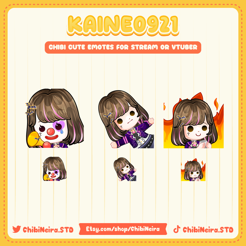 Clown Emotes | Chibi Girl Emotes | Chibi Emotes | Ych Emotes by ...
