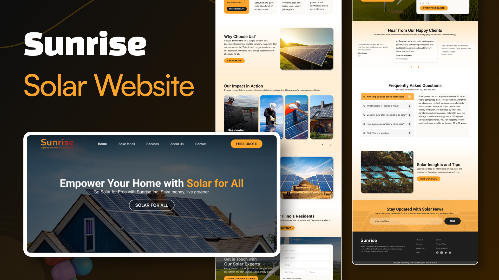 Sunrise - Solar Website Design by Zain Ul Abideen on Dribbble