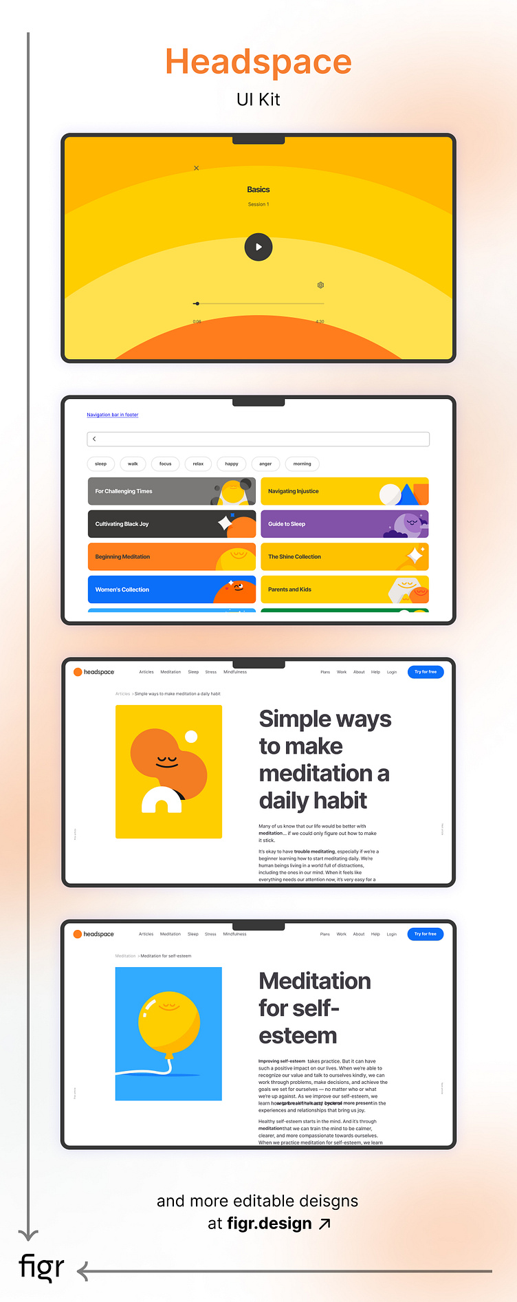 Make Headspace UI your own by Figr Design on Dribbble