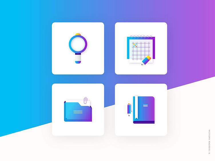 Blue purple business icon pack by Teodora Vasileva on Dribbble