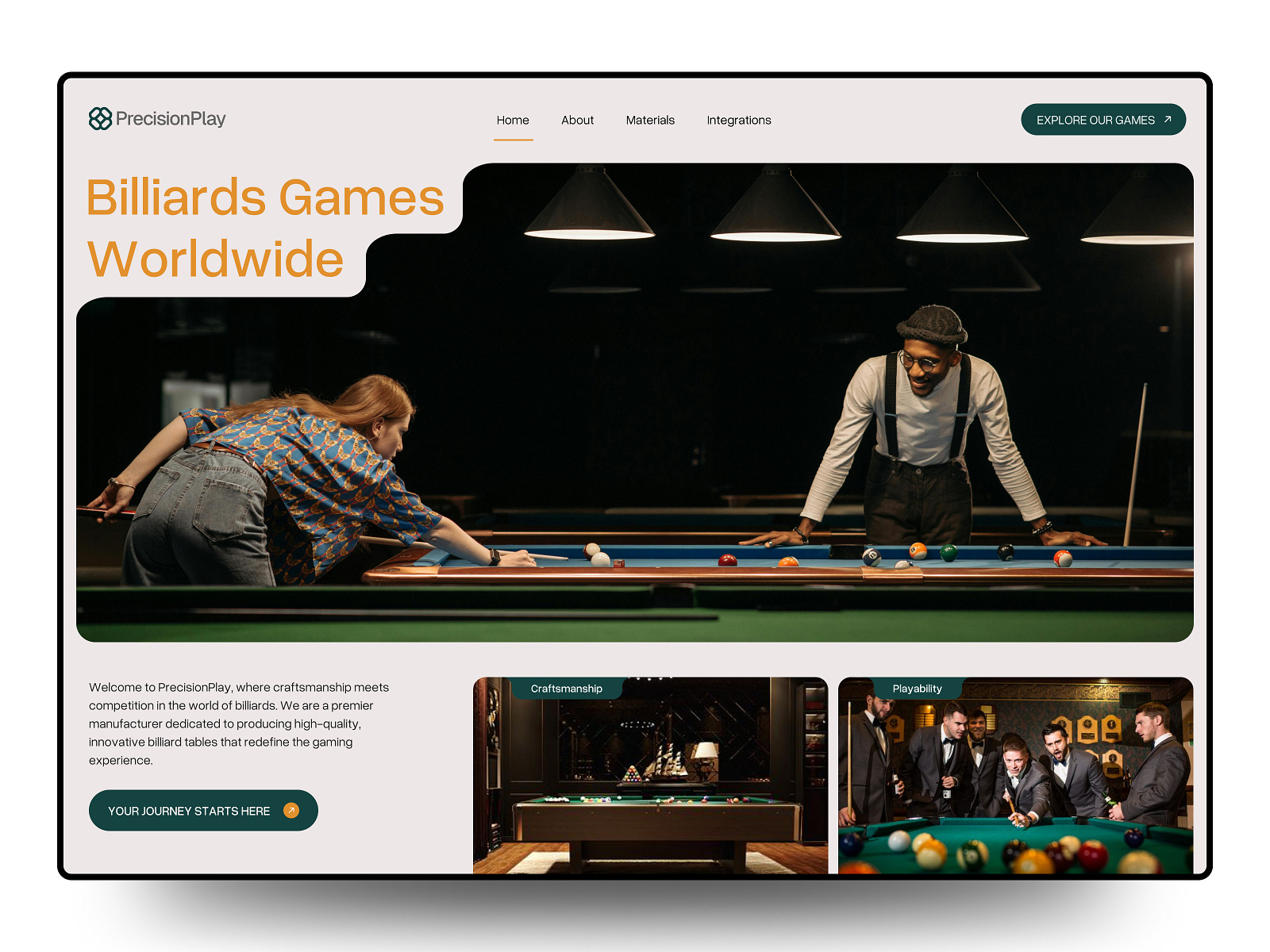 Precision Play - Billiard Games Website by David Diaz on Dribbble