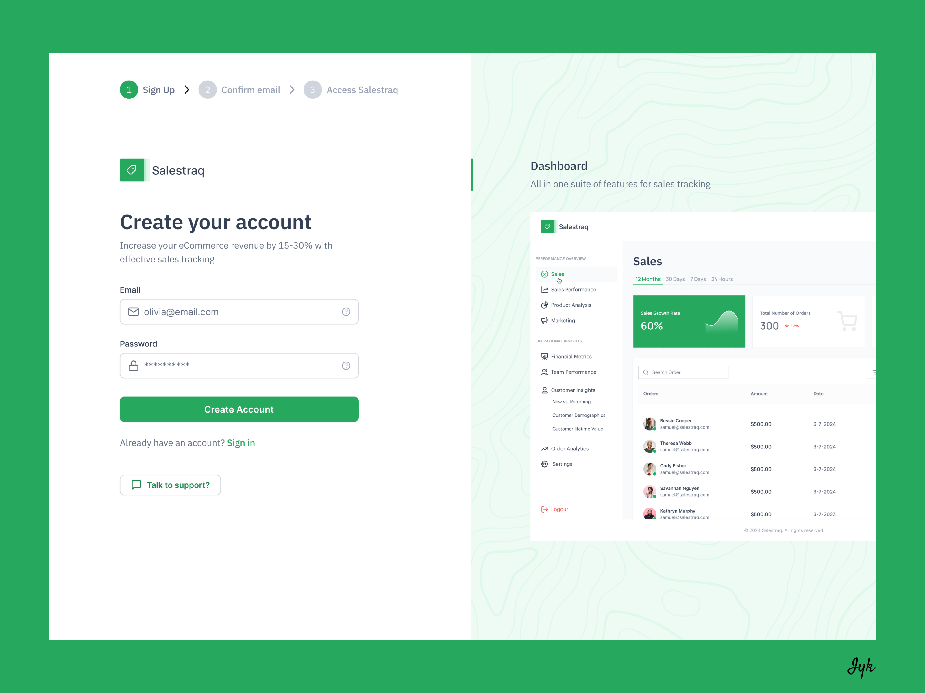 Salestraq Sign-up Design by Samuel Nwokolo on Dribbble