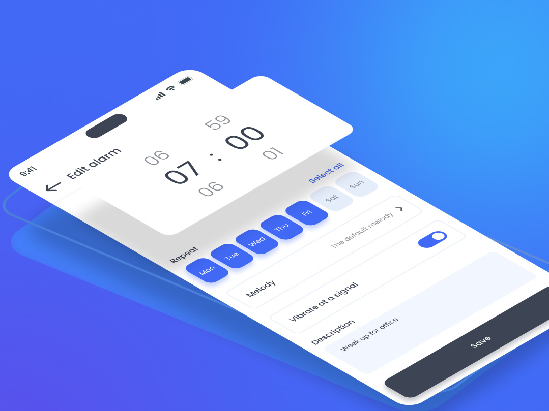 Animation of the User Interface "Alarm clock" mobile application by Sherdor Abduqayumov on Dribbble