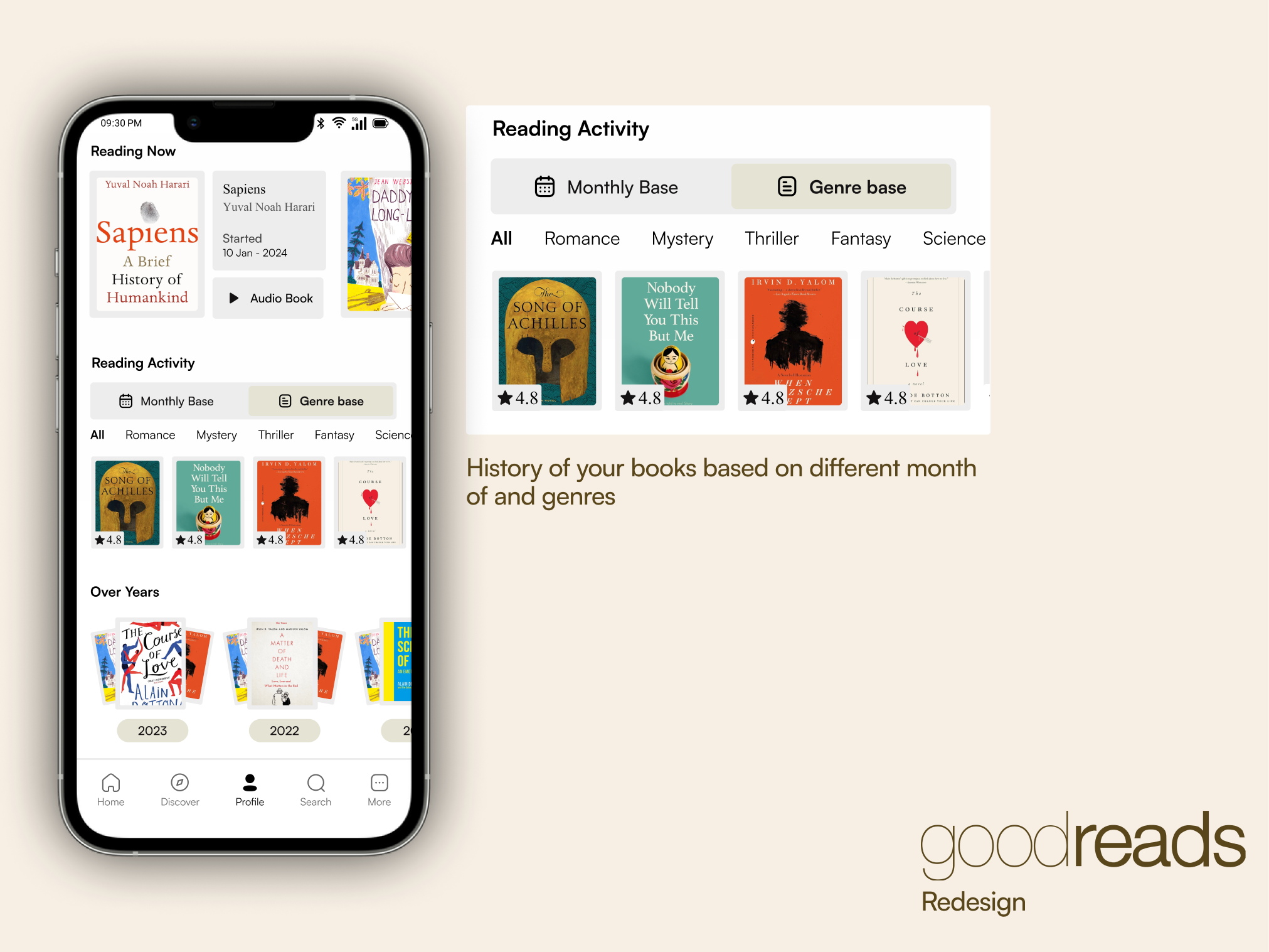 Goodreads app Redesign by Fiona on Dribbble