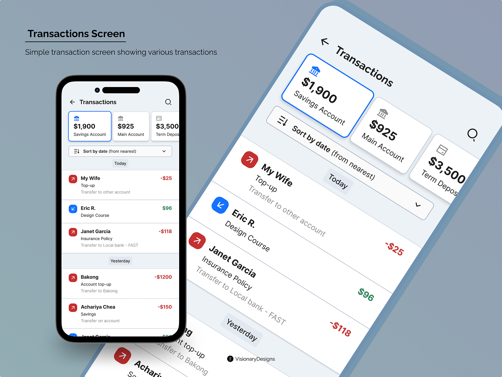 Transactions History by Visionary Designs on Dribbble