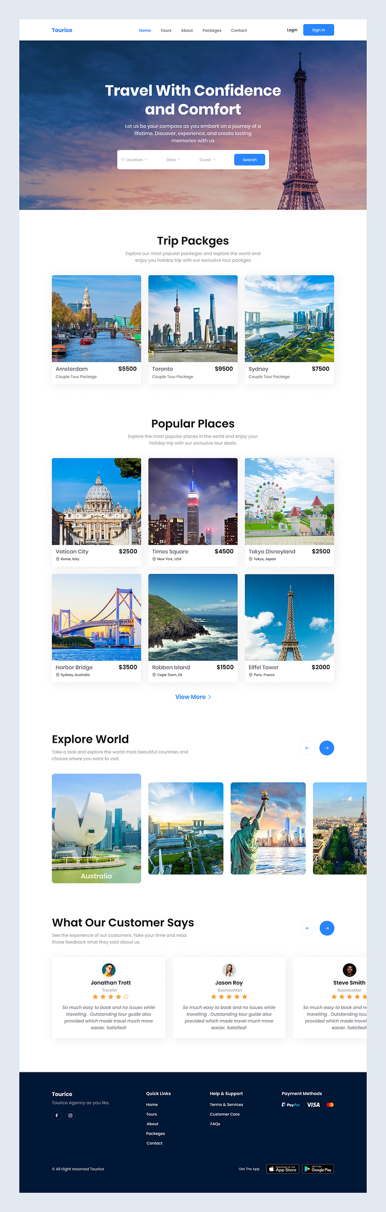 Tourice - Travel Landing Page UI Design by Md. Golam Kader on Dribbble