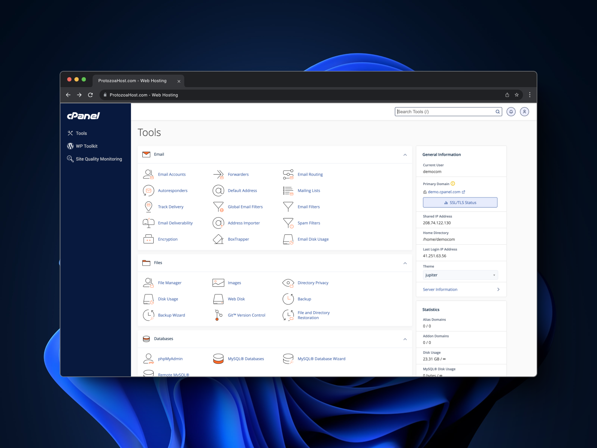 cPanel Web Hosting Dashboard Mockup, Mac Theme & Windows Theme by ...