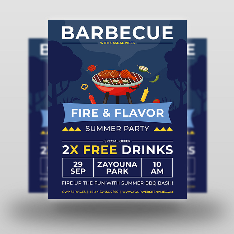 Barbecue Party Flyer Template by OWPictures on Dribbble