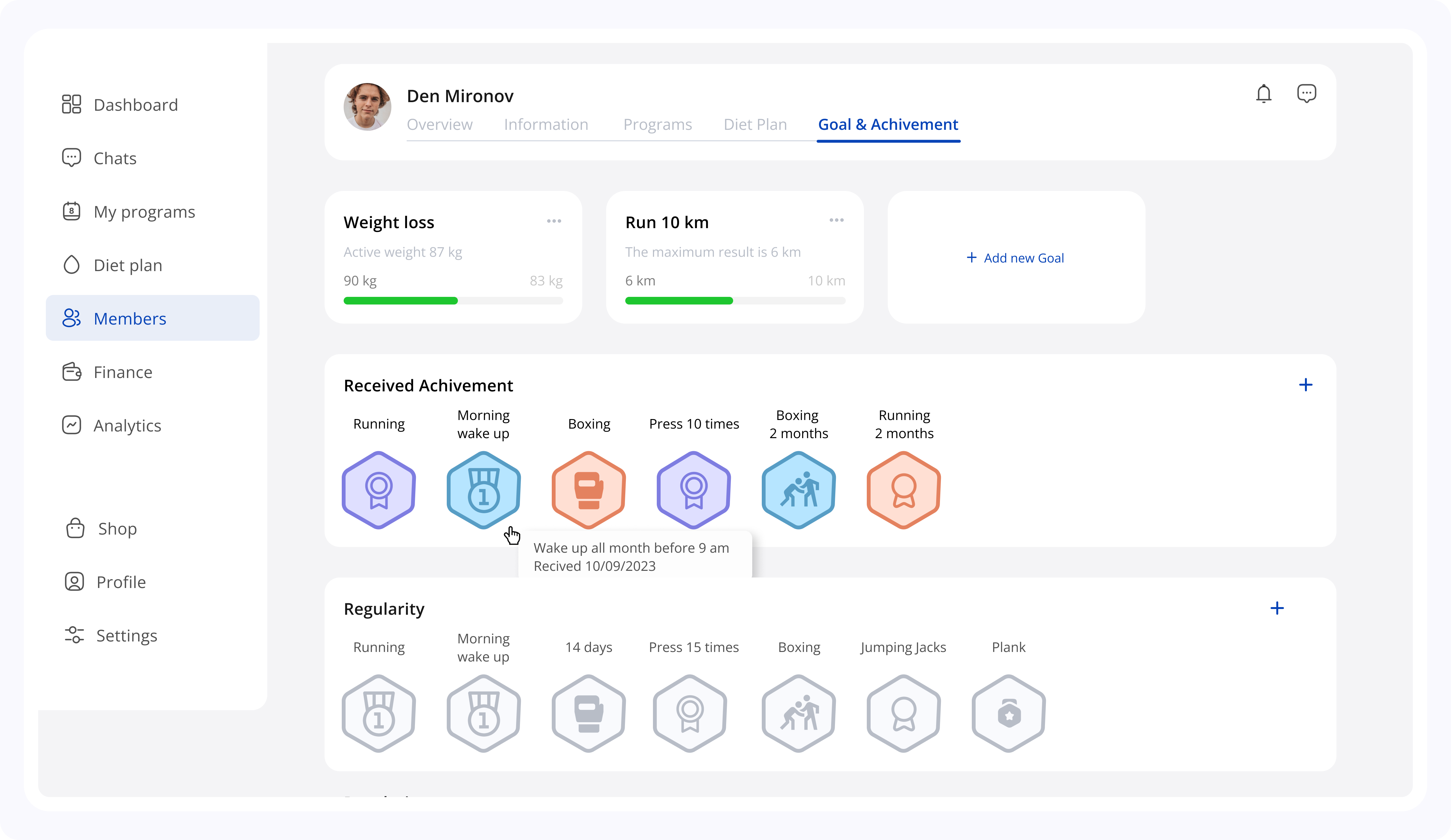 Fitness Admin Panel by Koshchei Anastasiia on Dribbble