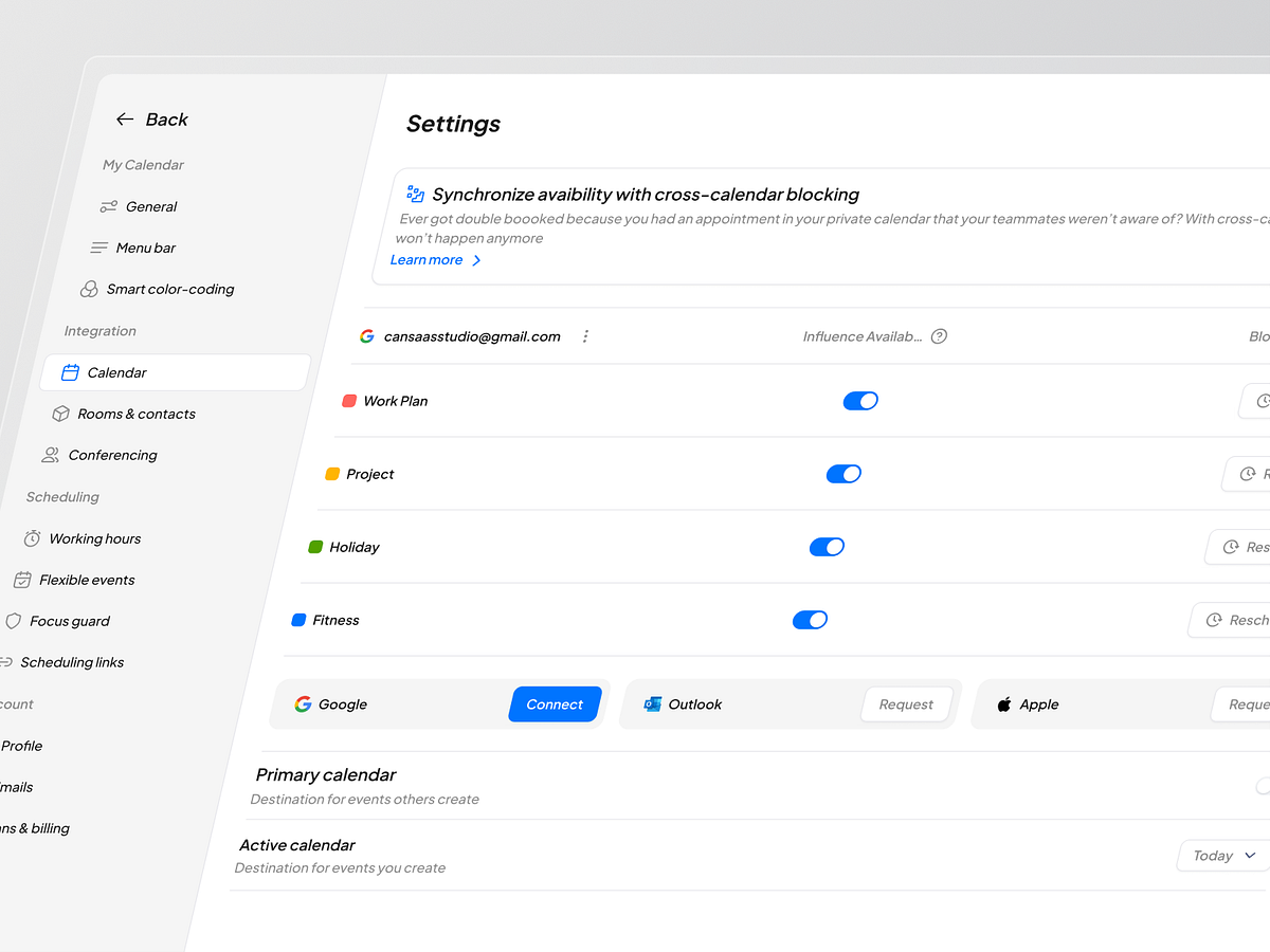Calendar Setting Exploration by Product SAAS for UI8 on Dribbble