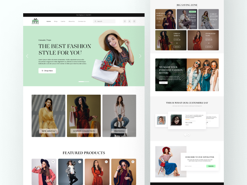 Boutique Fashion Website UI/UX Design by Sabbir Hossain Abir on Dribbble