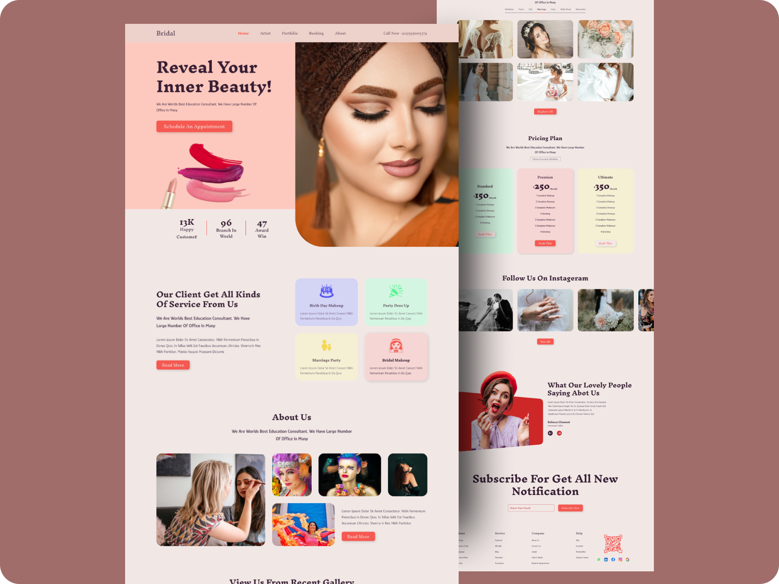 makeup artist landing page by Shantanu gupta on Dribbble