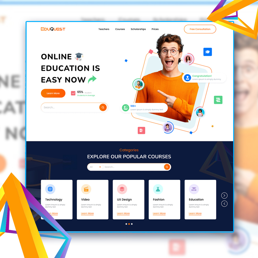 Eduquest - Online Learning Platform Landing Page by Muhammad Saad on Dribbble