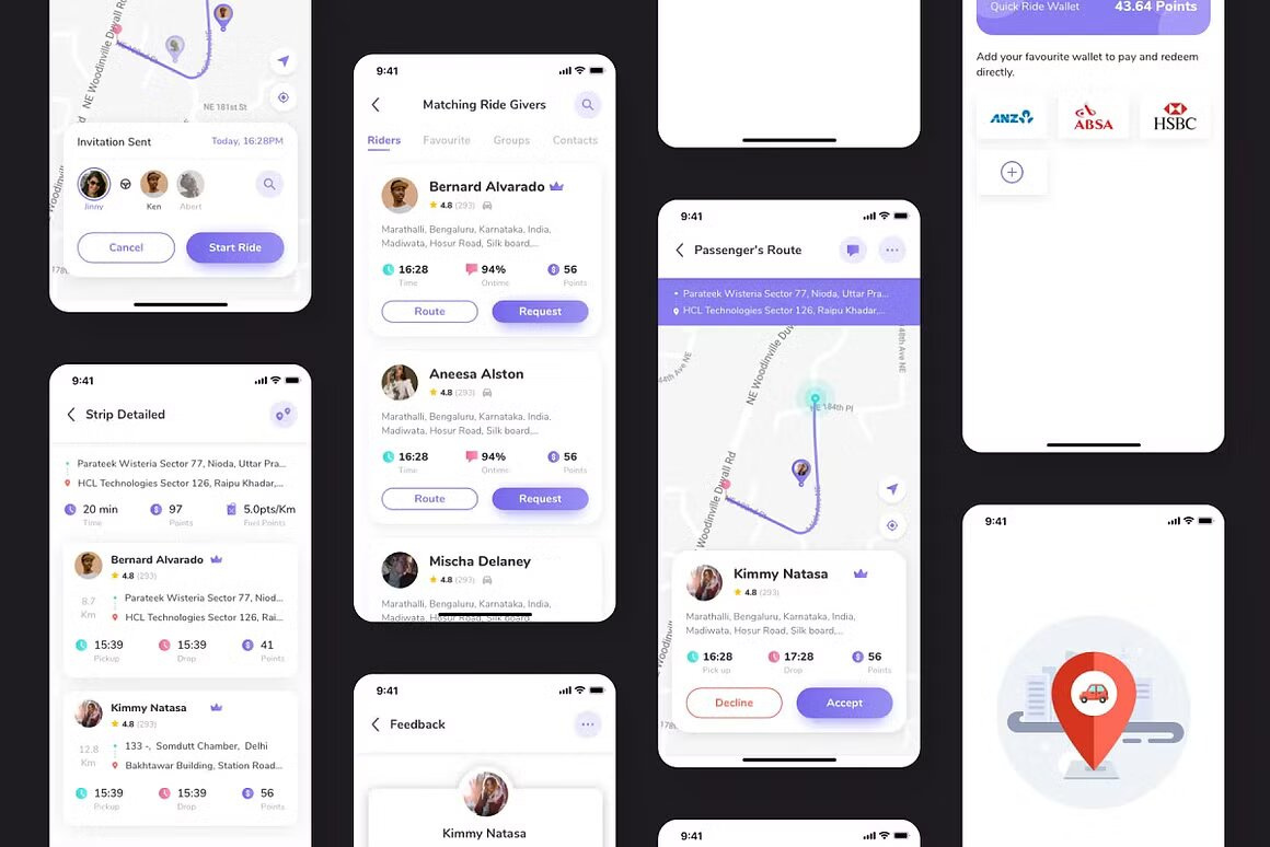 Pool Ride - Car Pooling App Design by Design Laboratory on Dribbble