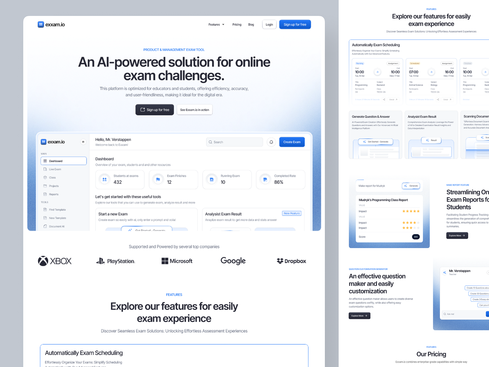 Exxam.io - AI-powered Exam Landing Page by Rifat on Dribbble