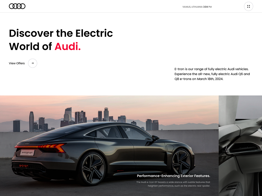 Audi. Website. E-tron GT Section. by Vladyslav Koshovyi on Dribbble