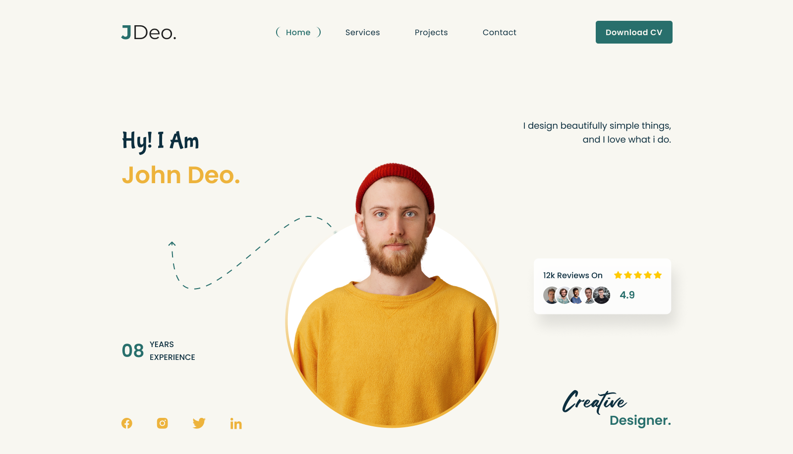 John Deo - Personal Portfolio Hero Section by Monika Gajera on Dribbble