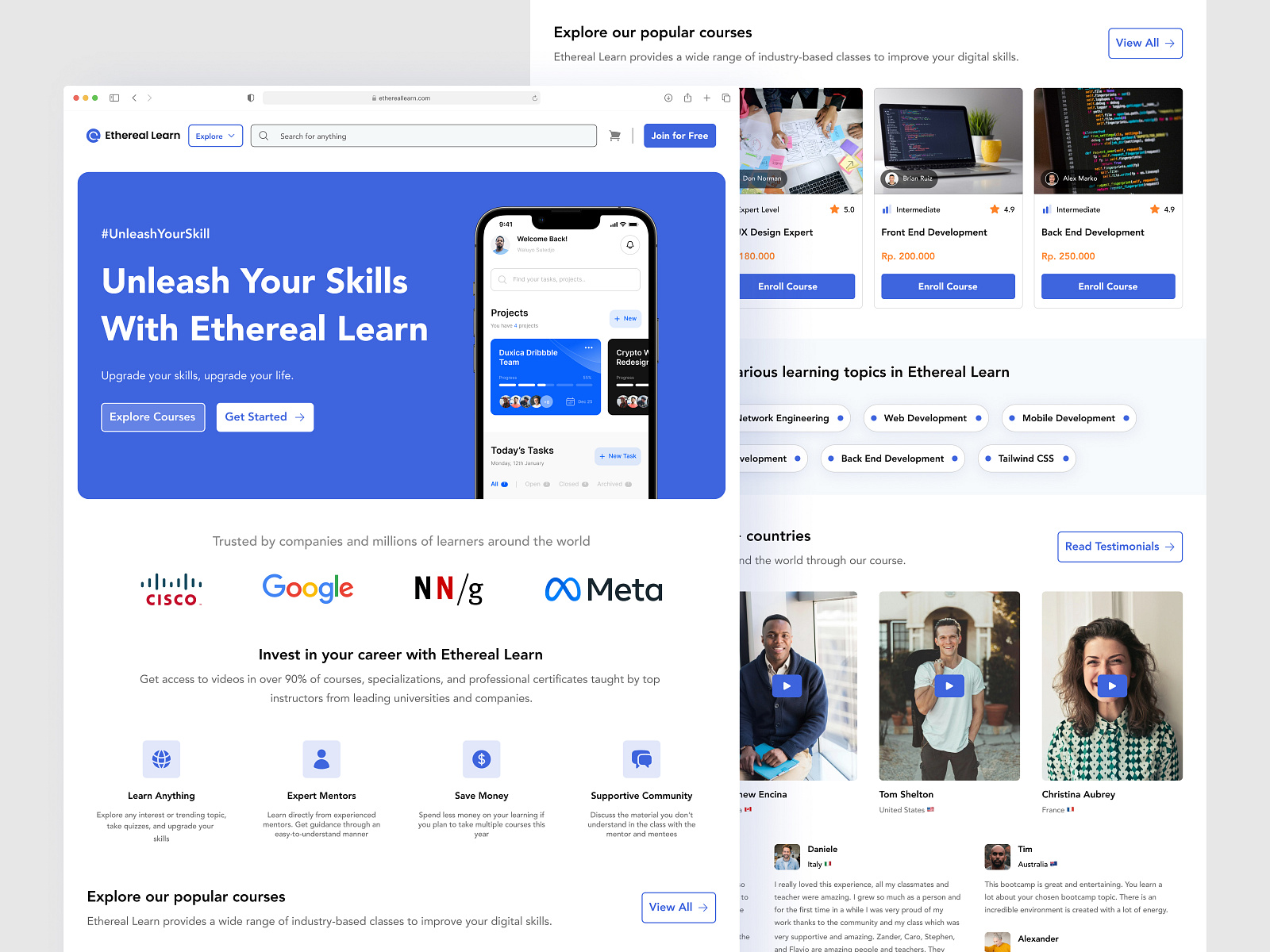 Ethereal Learn - Online Course Website by Raihan Akbar on Dribbble