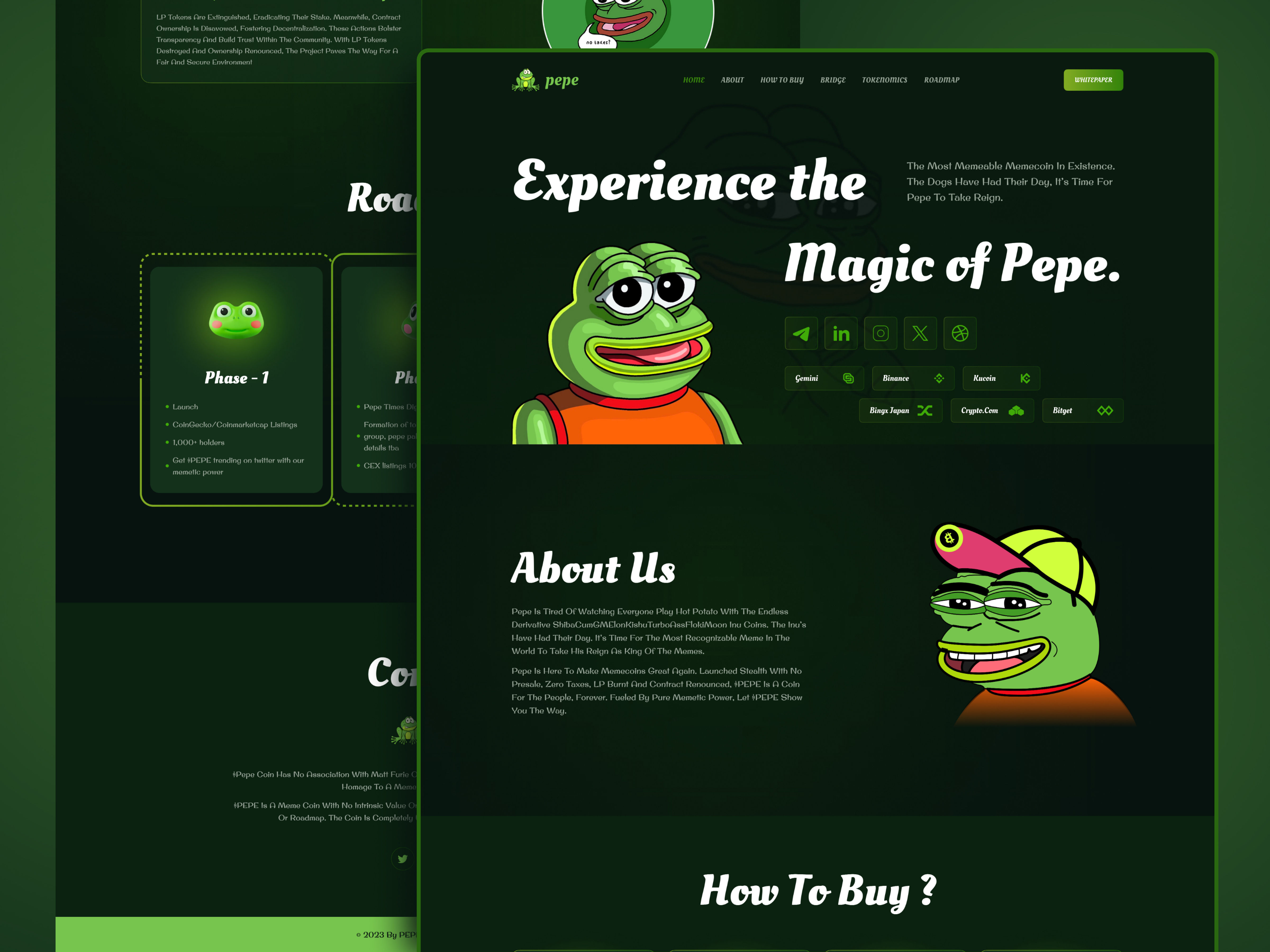 Pepe Vip Meme landing page design. by Abu Raihan ‌ on Dribbble