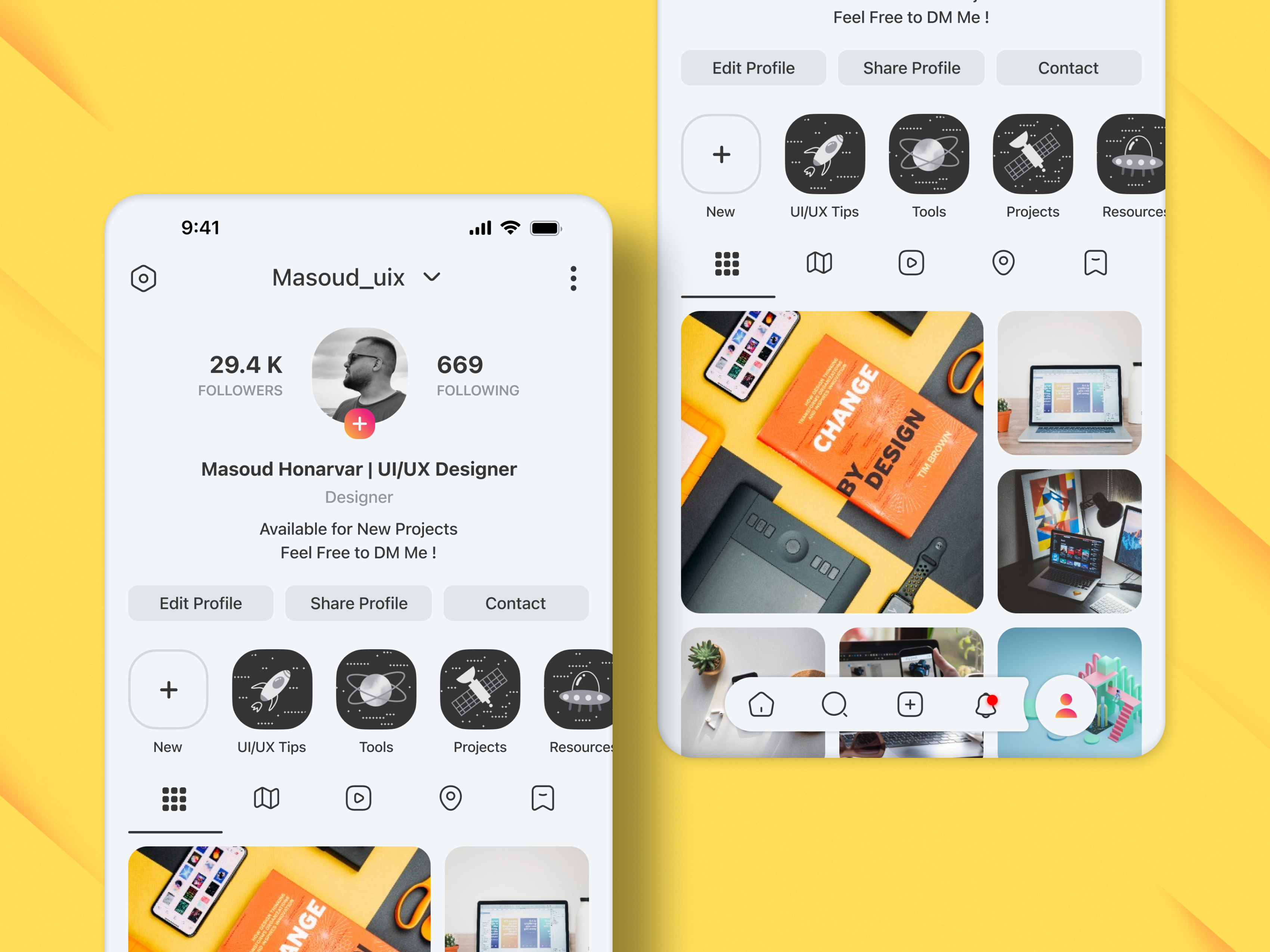 Social Media Mobile App | Instatory by Masoud Honarvar on Dribbble