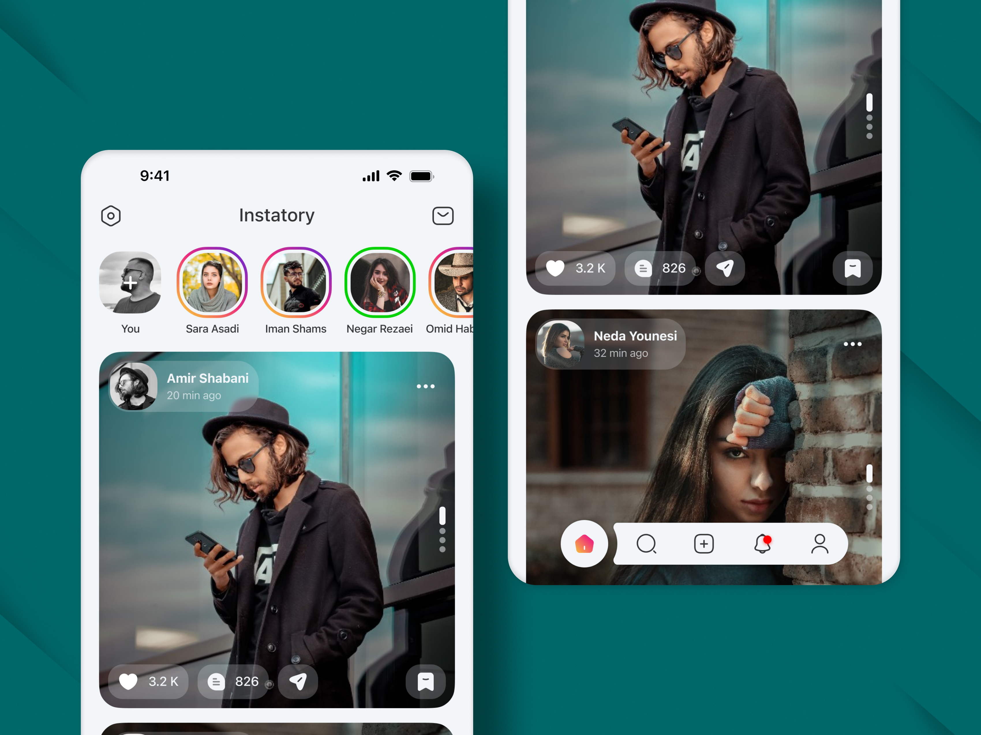 Social Media Mobile App | Instatory by Masoud Honarvar on Dribbble