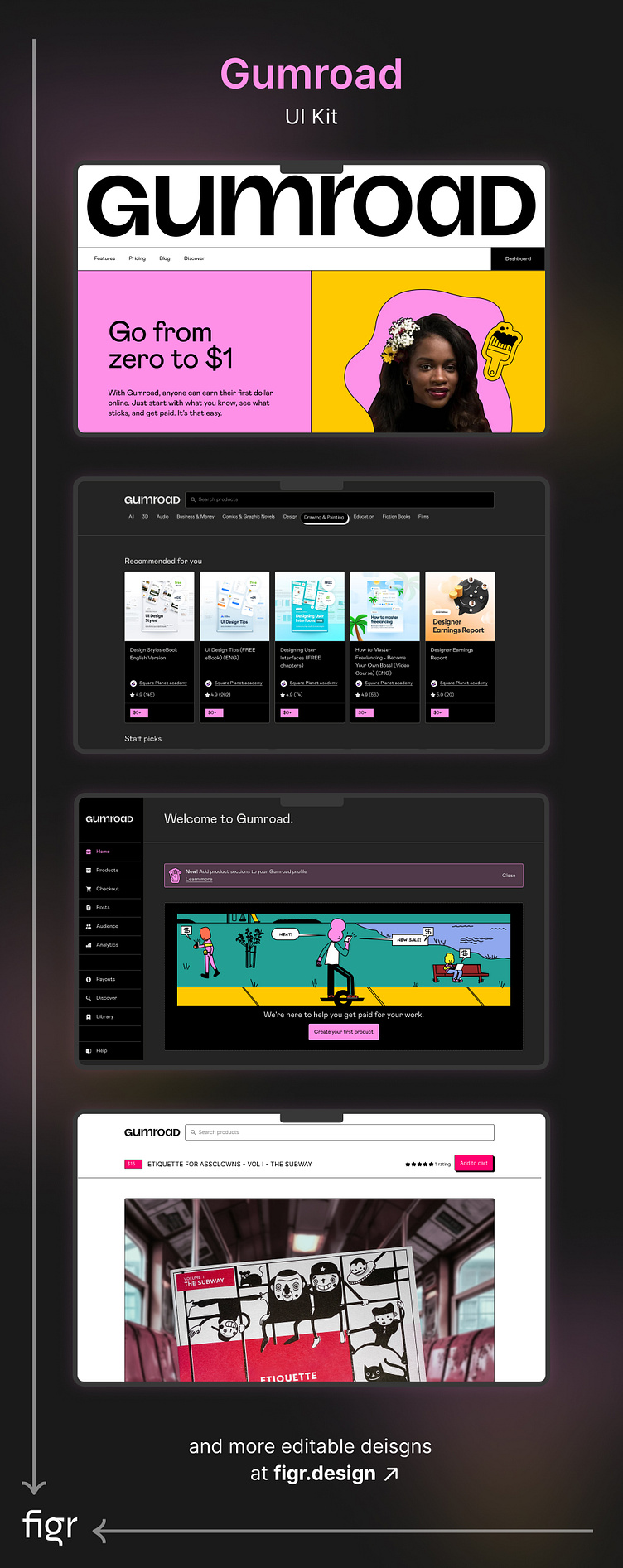 Make Gumroad UI your own by Figr Design on Dribbble