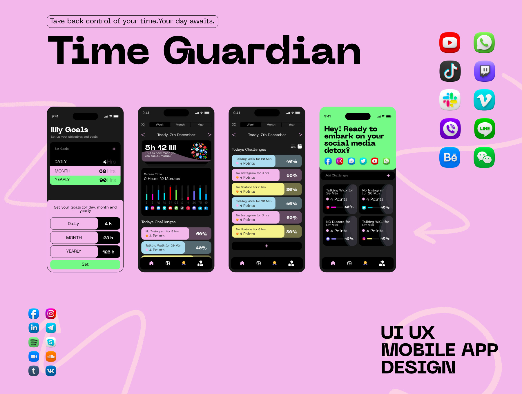 Time Guardian Mobile app design by Muhammad Ahmad on Dribbble