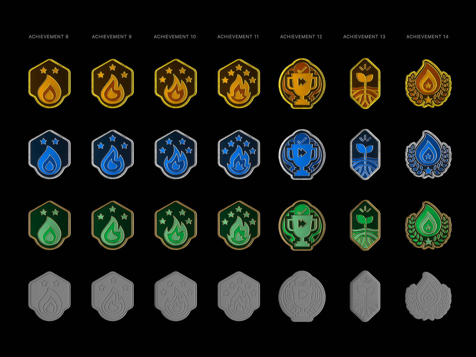 Achievement badge set 2 by Ben Kókolas on Dribbble