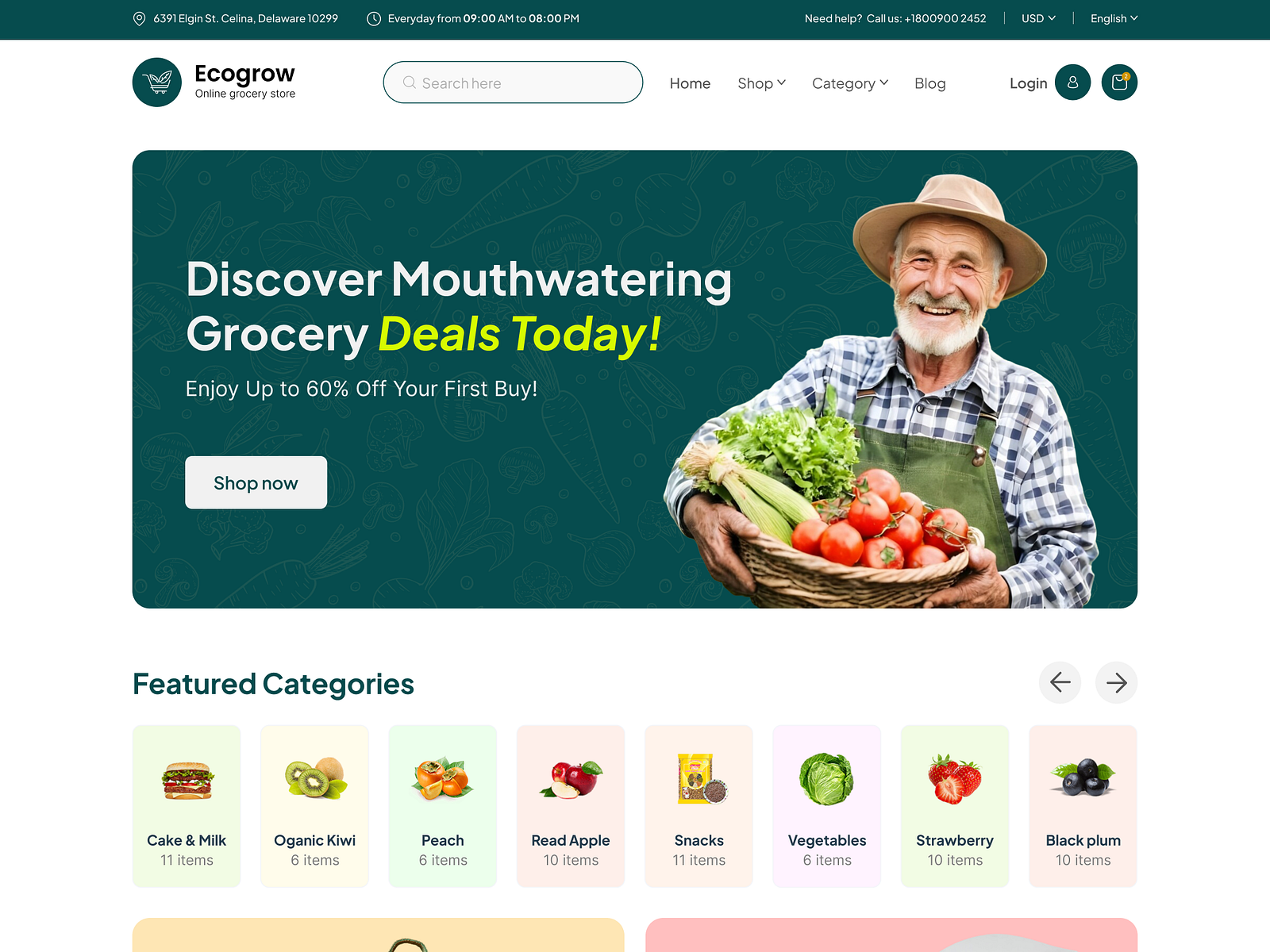 Ecogrow-Grocery landing page website by Arham Techpro UI/UX for Arham Techpro - UI/UX Design ...
