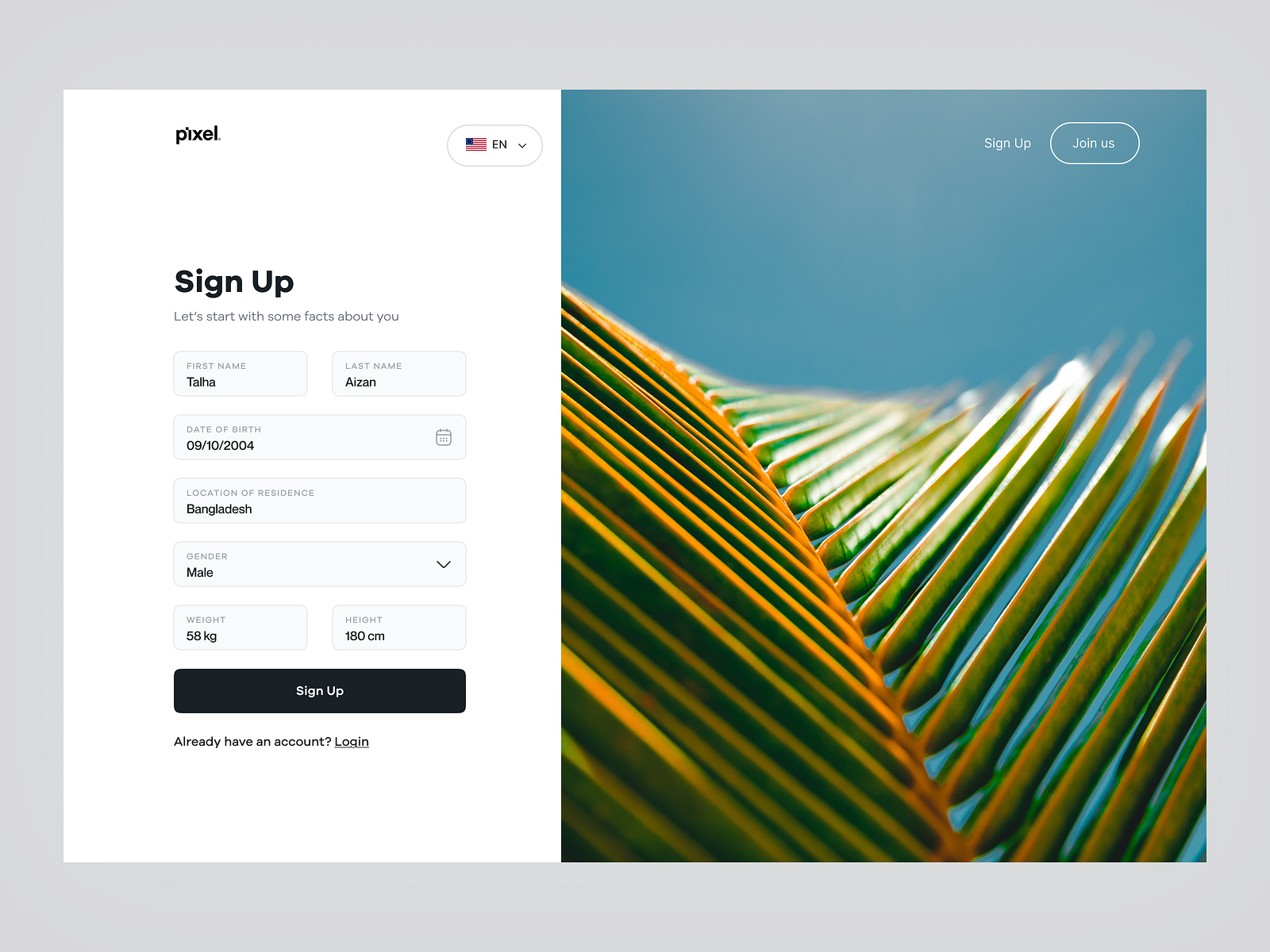 Sign up page design by Madhu Miah on Dribbble