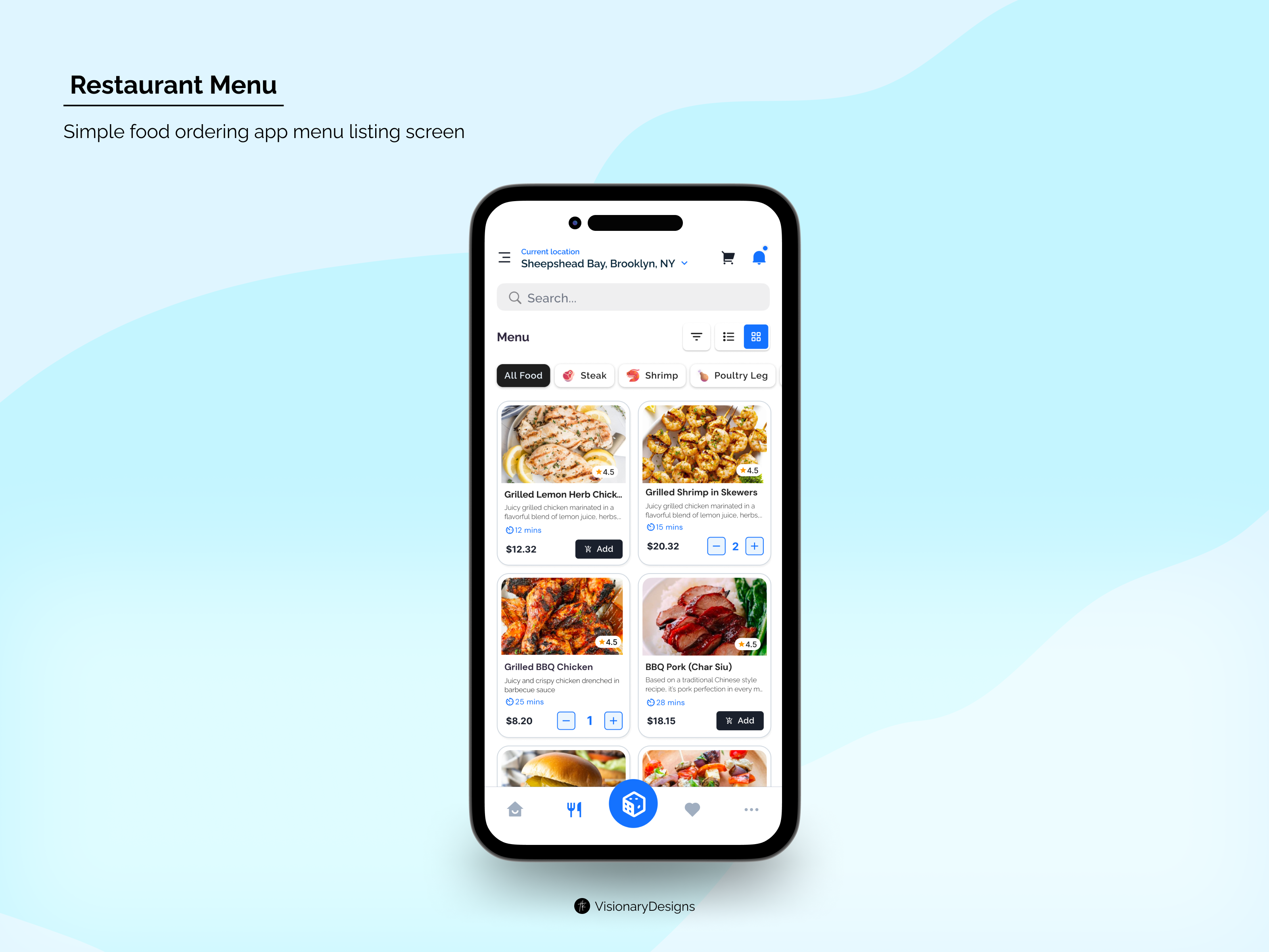 Food Ordering Menu Listing by Visionary Designs on Dribbble
