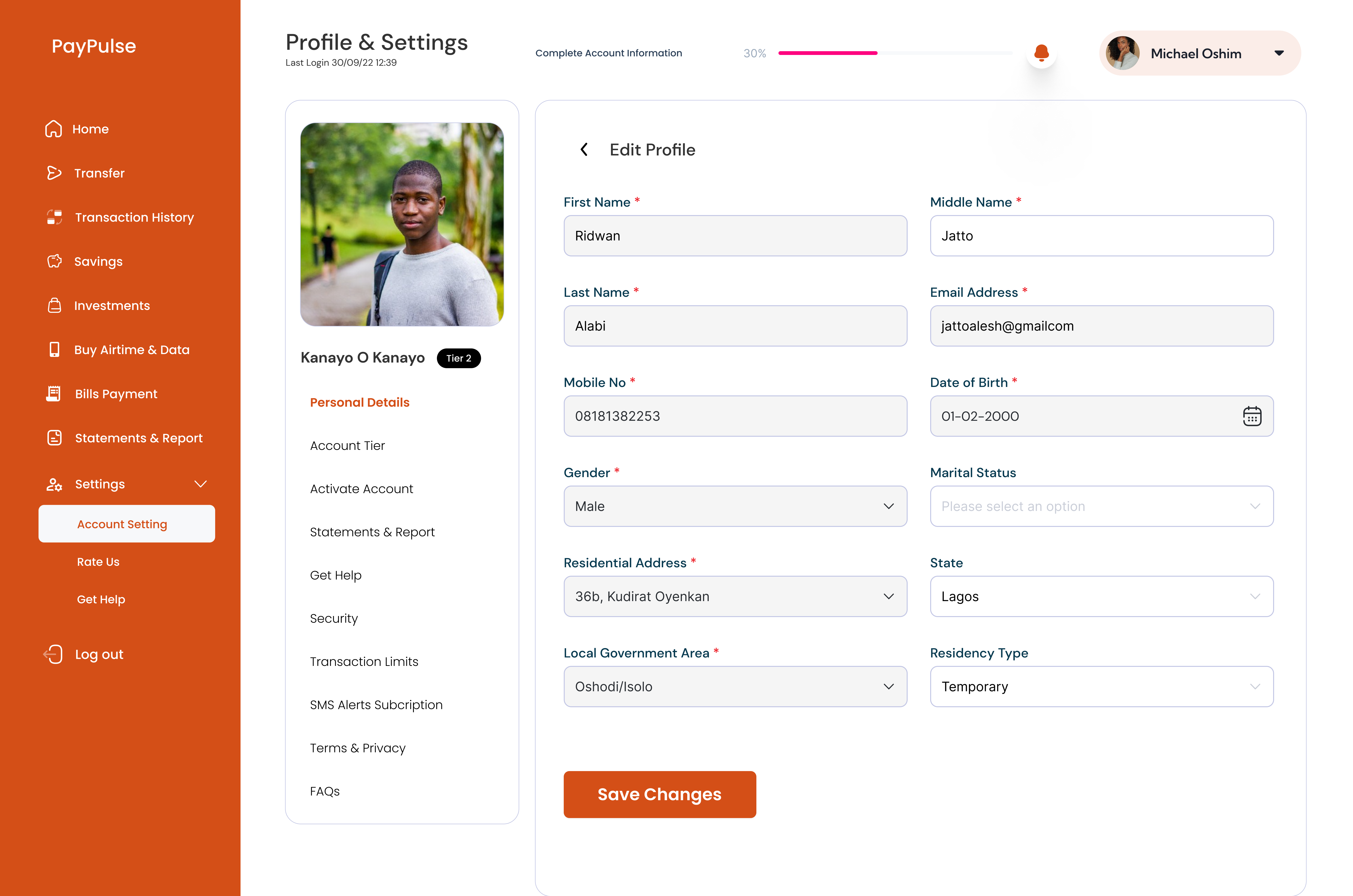 Profile Web UI Page by ALABI RIDWAN on Dribbble