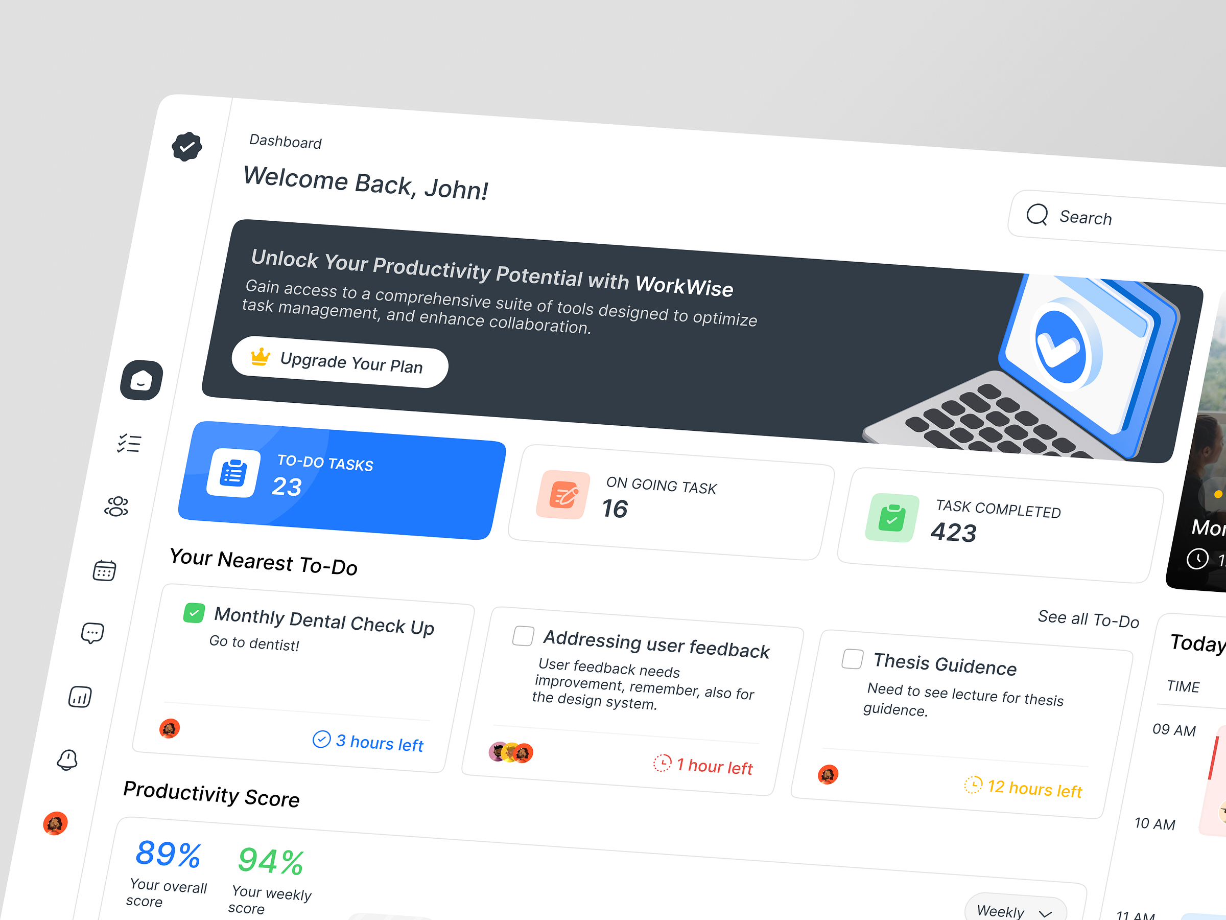 WorkWise - Productivity Dashboard - Home Page by Yanuarsyah Fitrah ...