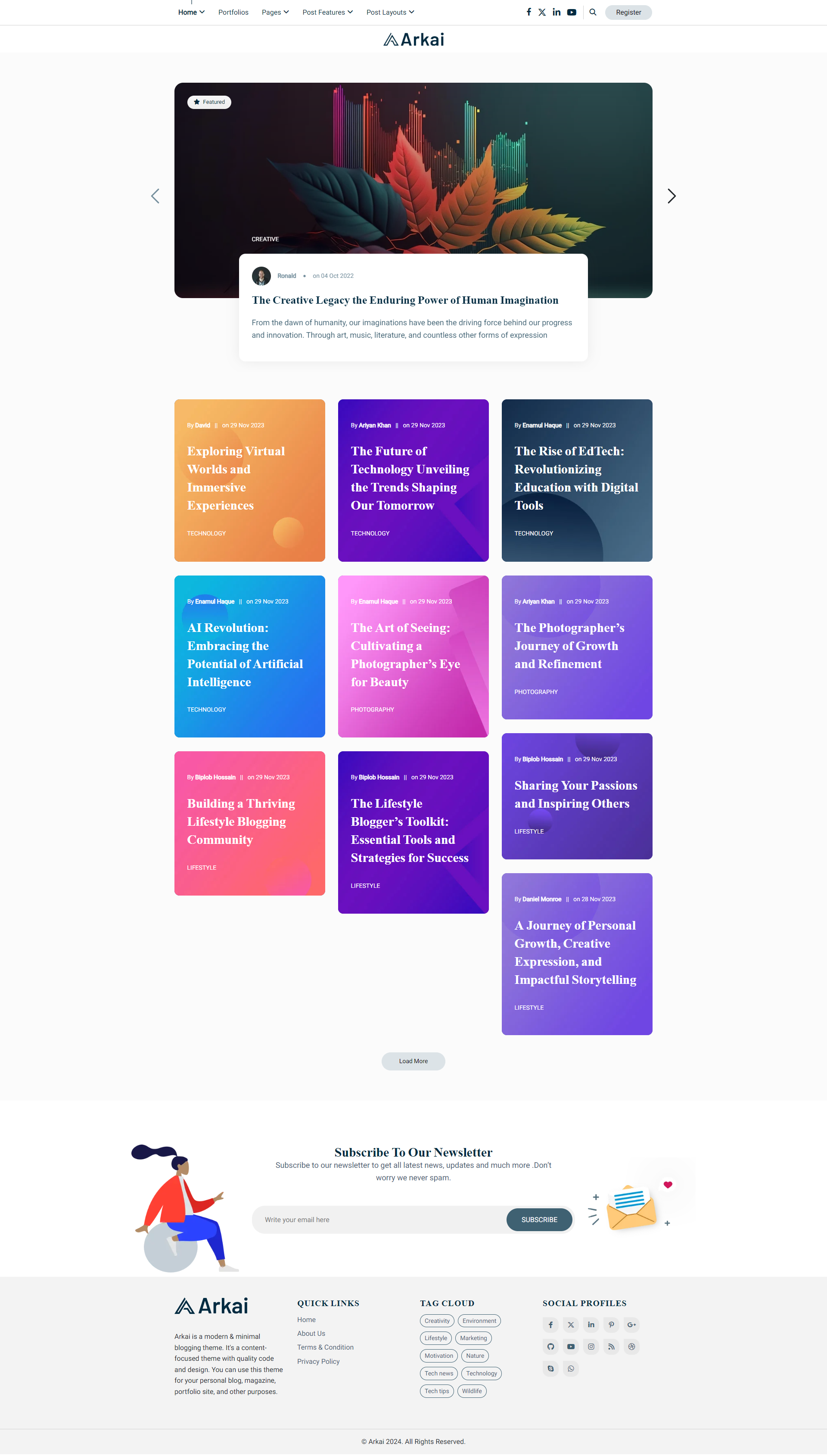 Introducing Arkai: The Perfect Canvas for Modern Bloggers by ElectronThemes Agency on Dribbble