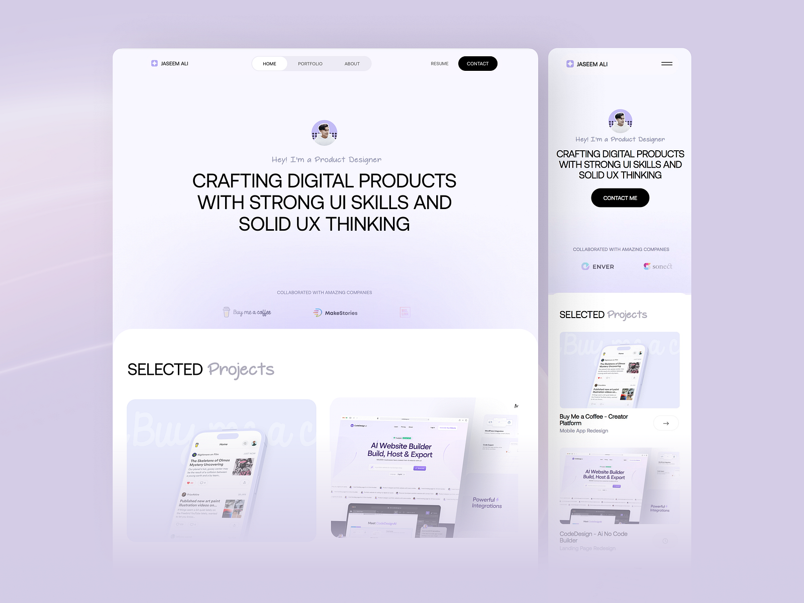 Portfolio website - heyjaseem.com by Jaseem Ali on Dribbble