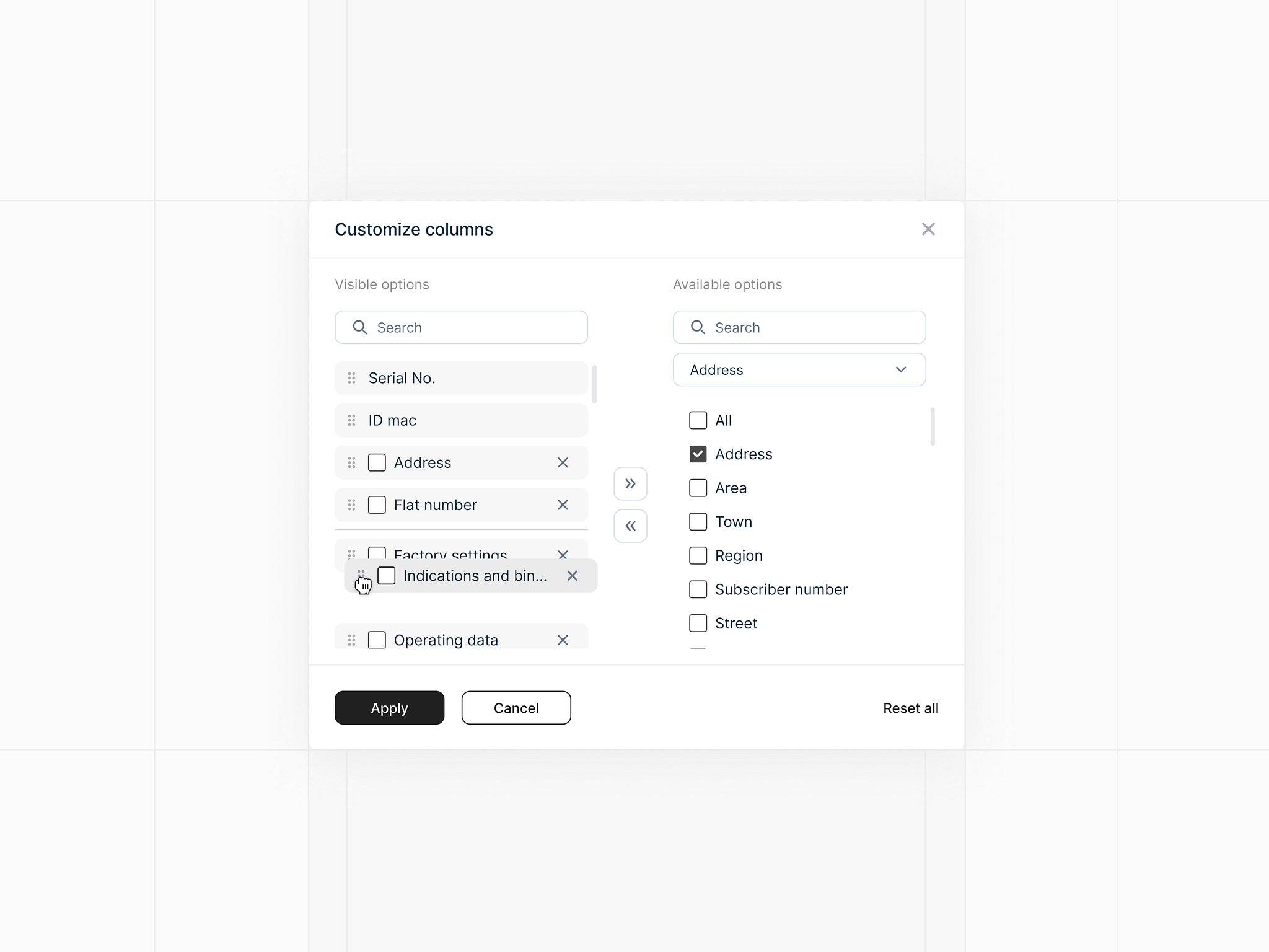 Columns Customization by Nataliya Mashara on Dribbble